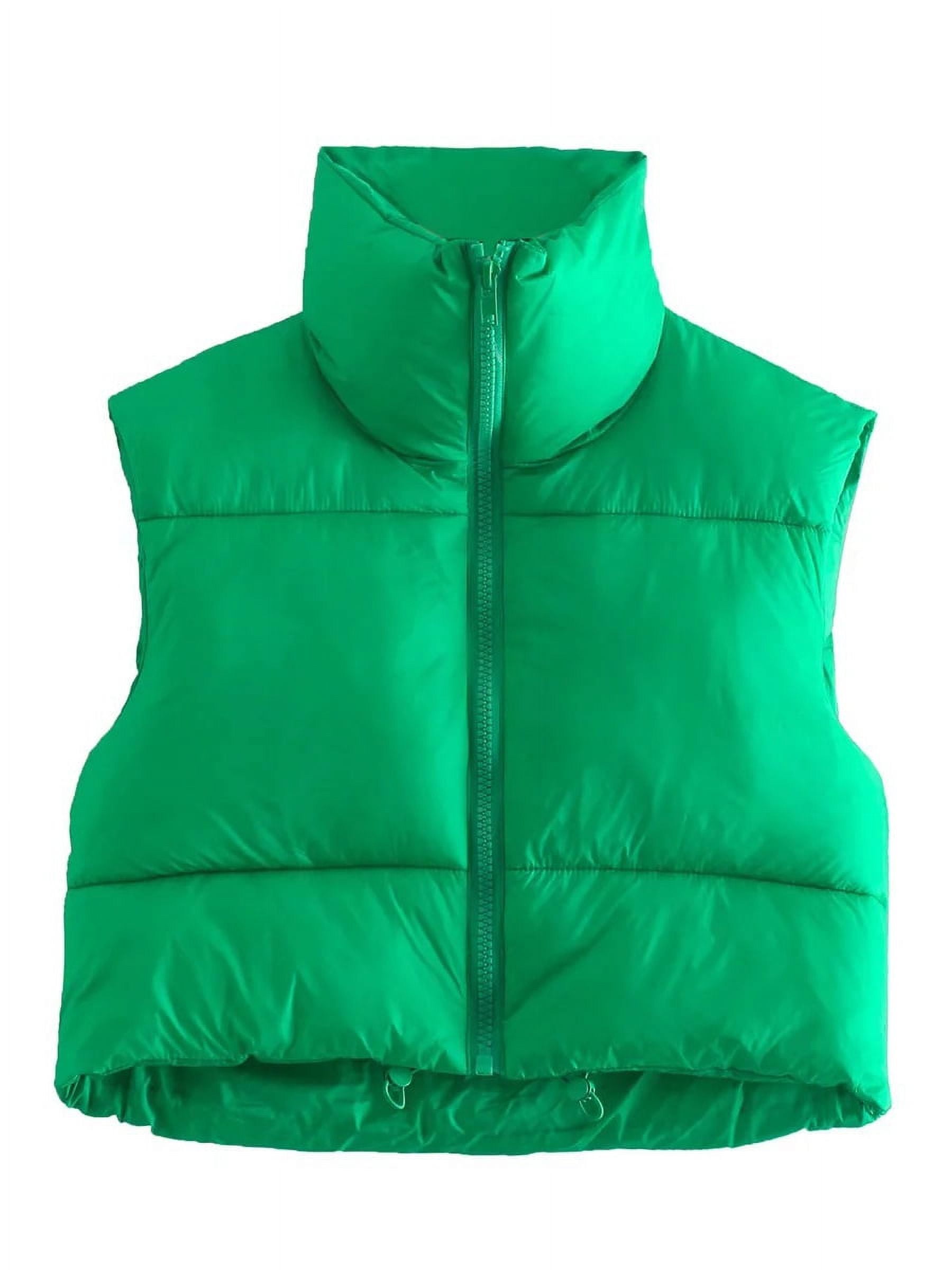 Hotian Women's Cropped Puffer Vest, Winter Sleeveless Jacket, Green ...
