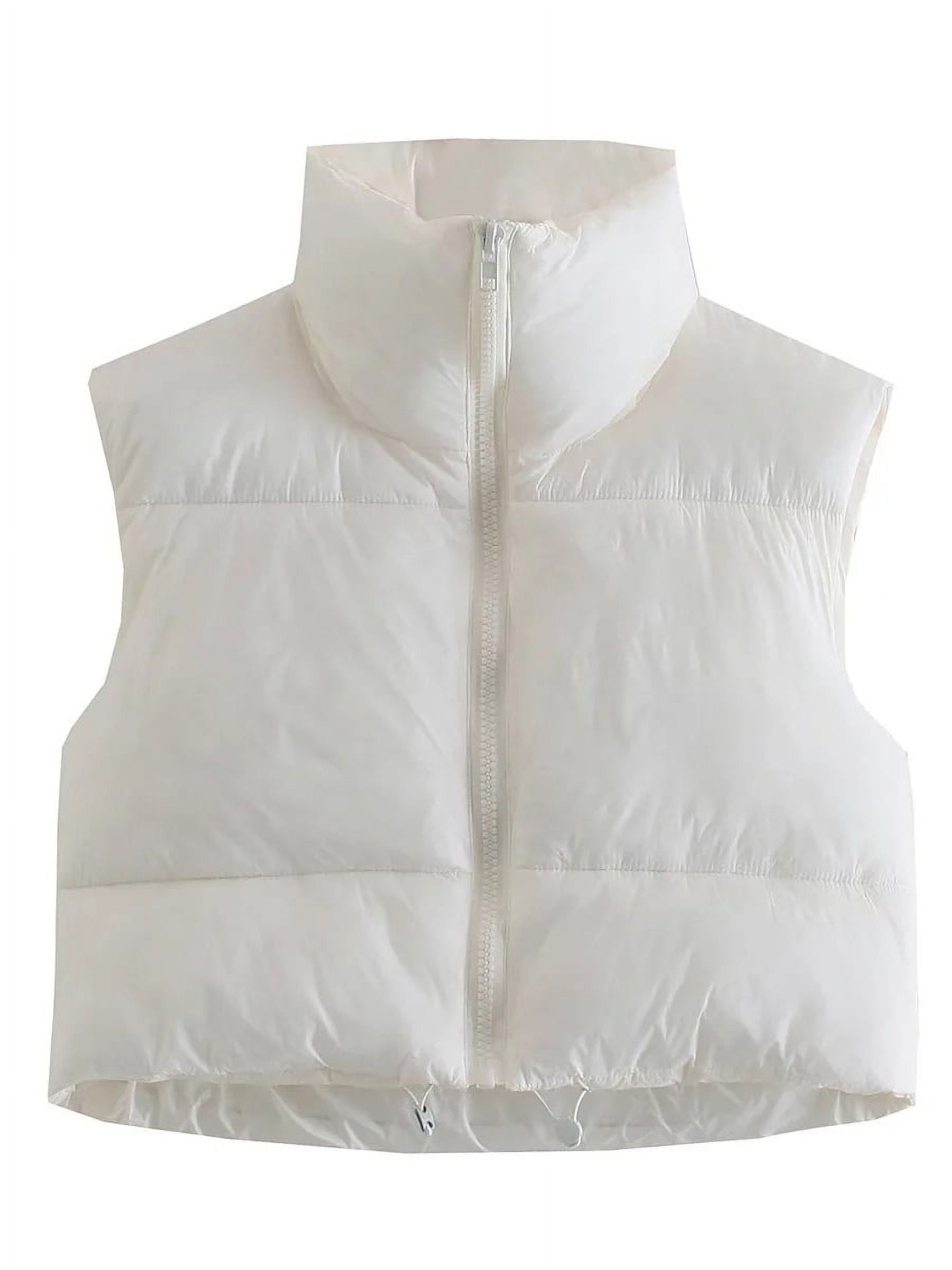 Hotian Women's Cropped Puffer Vest, Winter Sleeveless Jacket, Size L ...