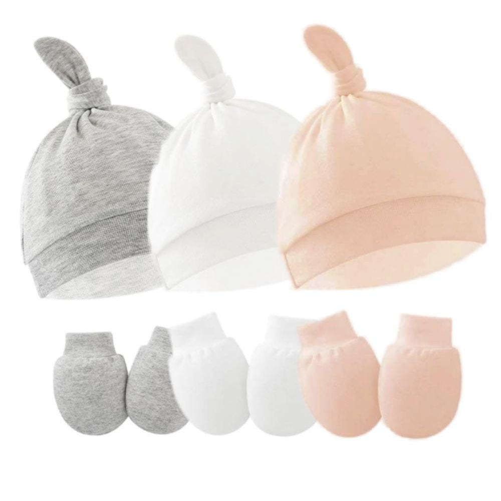 Hotiary 0-6M Infant Soft Warm Newborn Hat with Scratch Mitten Set ...