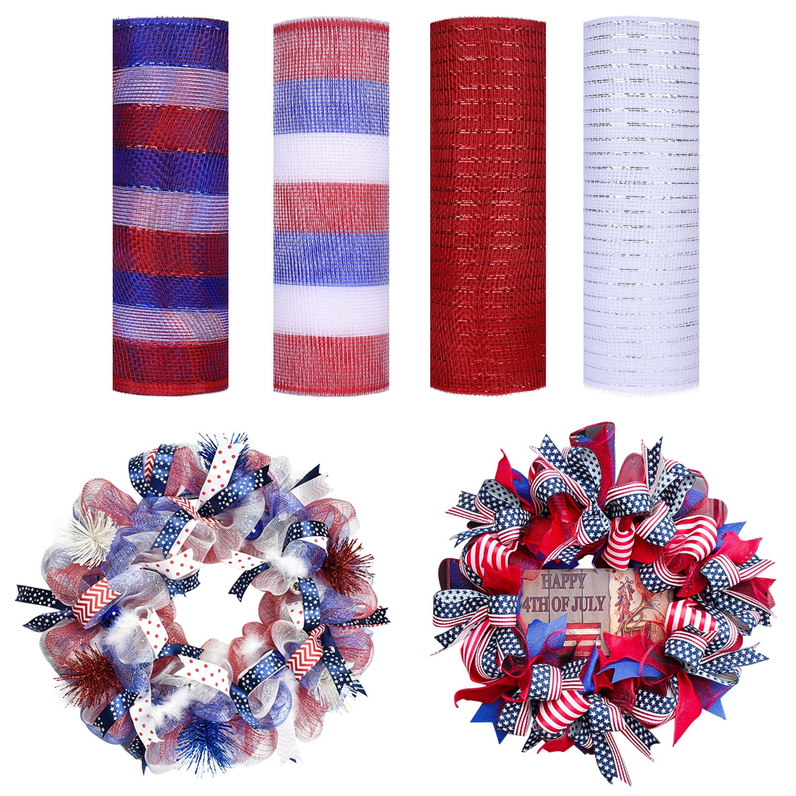 Hotiary 1 Roll Independence Day Wired Edge Ribbon 10 Inch x 30 feet 4th ...