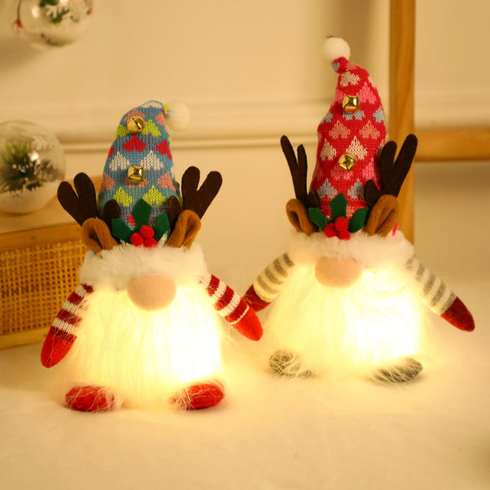 Hotiary 1PC Lighted Christmas Gnomes, Handmade Plush Snowman and Elf ...