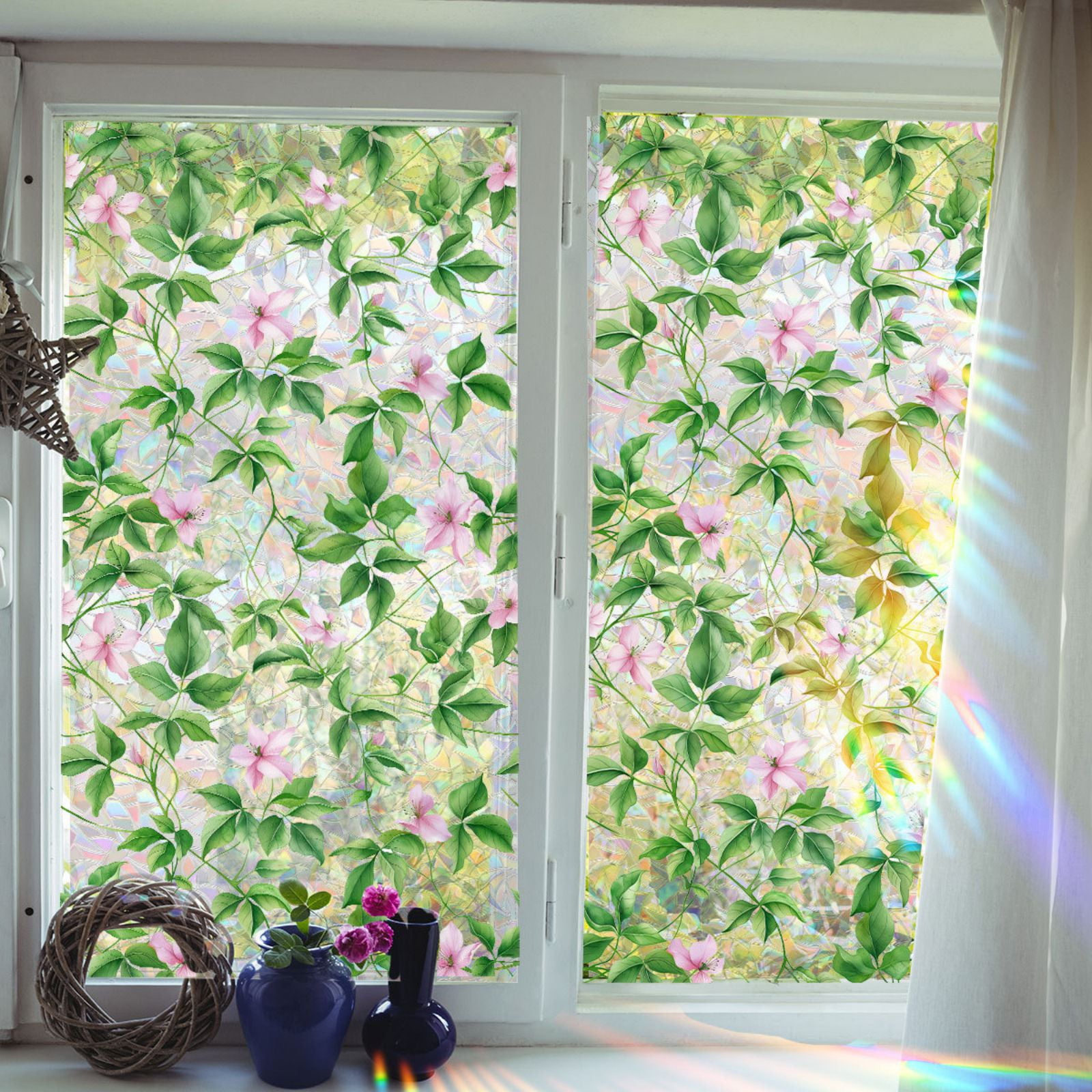 Hotiary 3D Static Cling Window Film Self Adhesive Window Covering ...