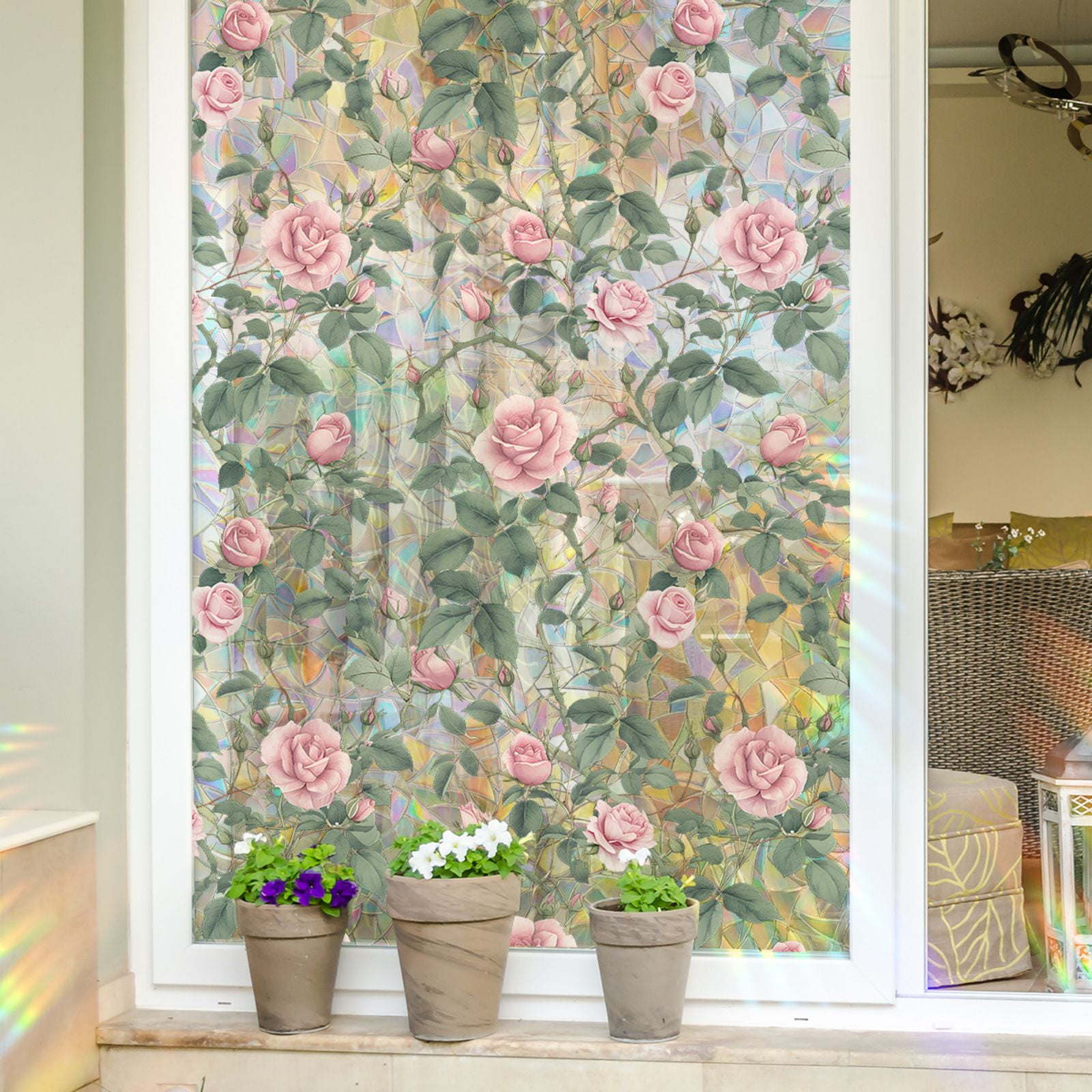 Hotiary 3D Static Cling Window Film Self Adhesive Window Covering ...