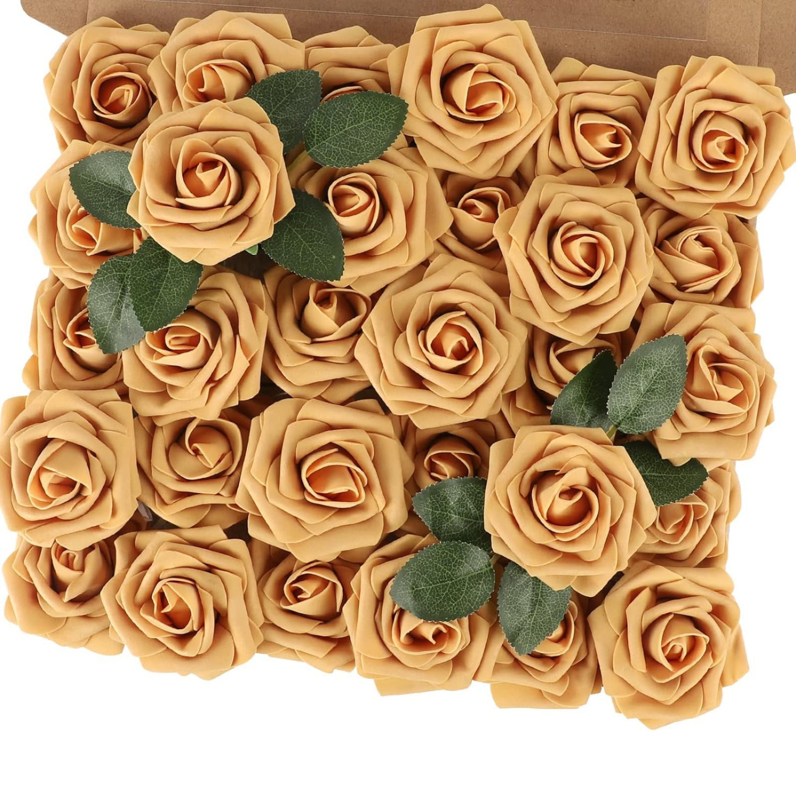 Hotiary Artificial Flower Rose, 25pcs Real Looking Fake Roses w/Stem ...