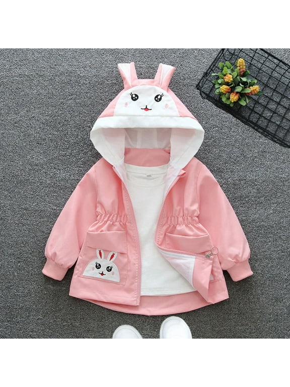TAIAOJING Toddler Kids Winter Jackets Winter Baby Girls Cartoon Rabbit Thicken Keep Warm Hooded ...