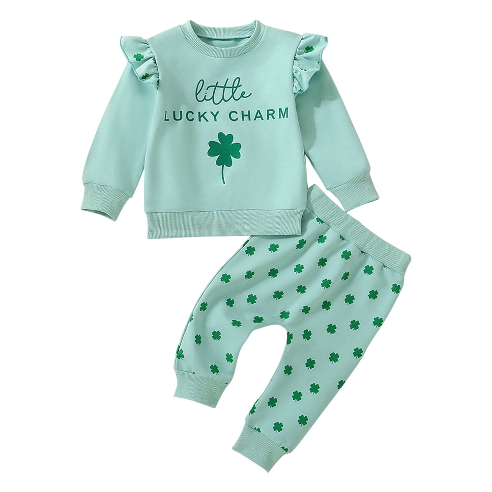 Hotiary Infant Baby Boy Girl St. Patrick's Day Outfits Crewneck Ruffle ...