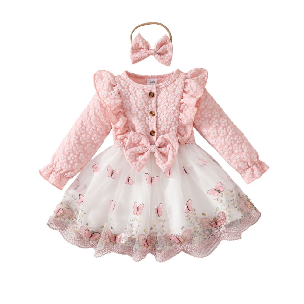 Hotiary Infant Baby Girl Party Tulle Dress Toddler Ruffle Long Sleeve ...