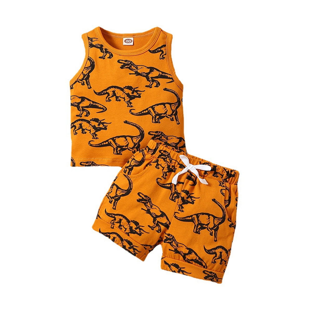 Hotiary Infant Toddler Boys Outfits Summer Dinosaur Print Round Neck ...