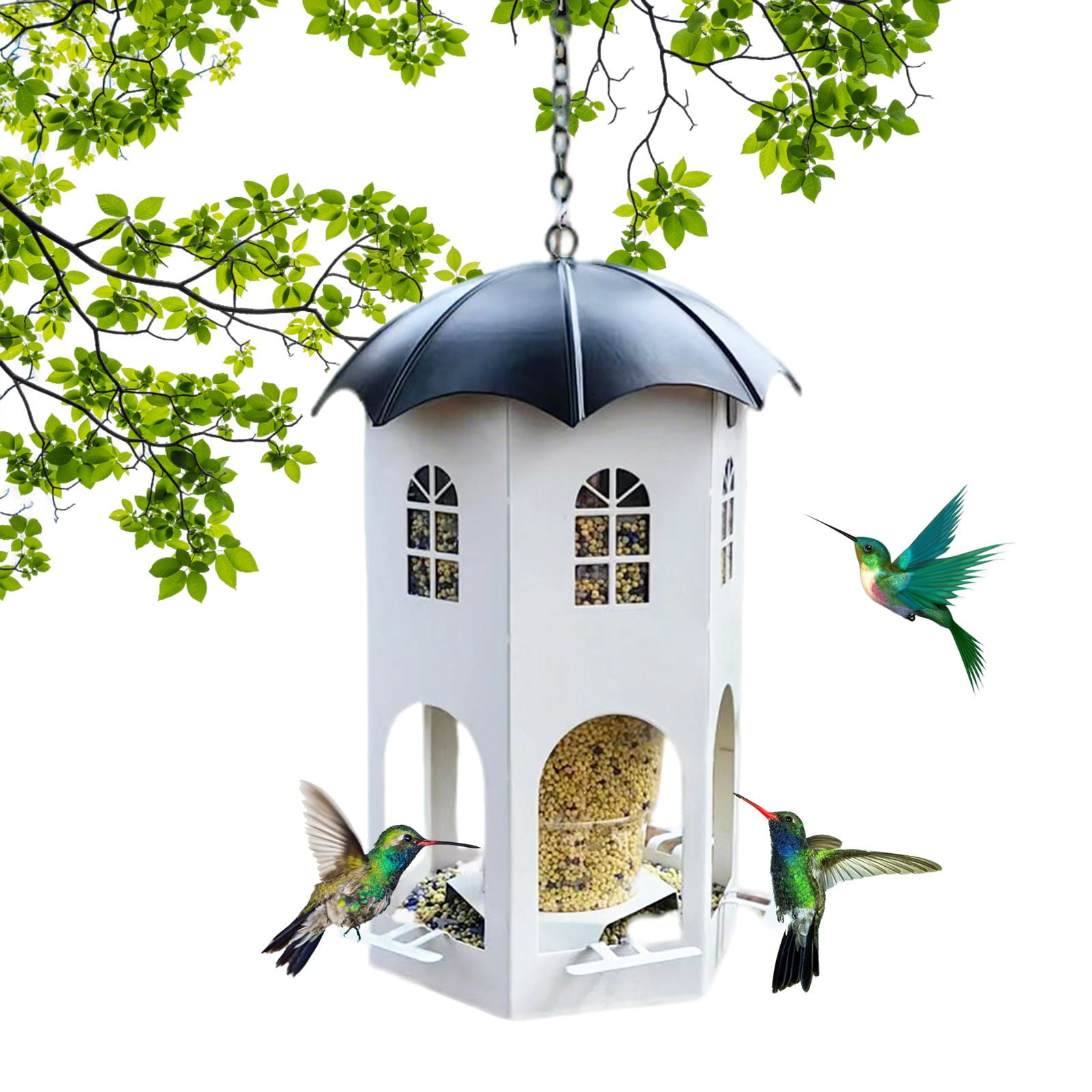 Hotiary Metal Bird Feeder for Outdoor Hanging, Wild Bird Feeders with ...