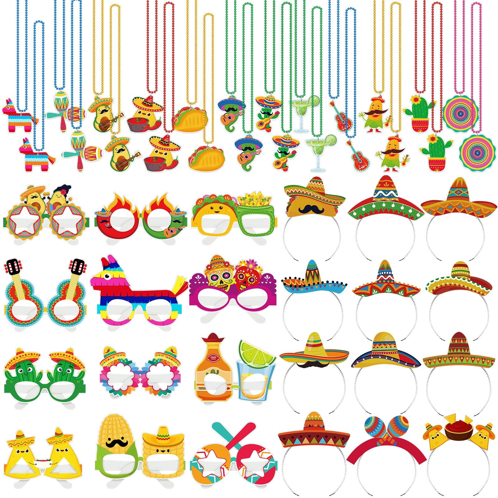 Hotop 108 Pcs Mexican ZS23 Fiesta Decorations Include 36 Sombrero Hats ...