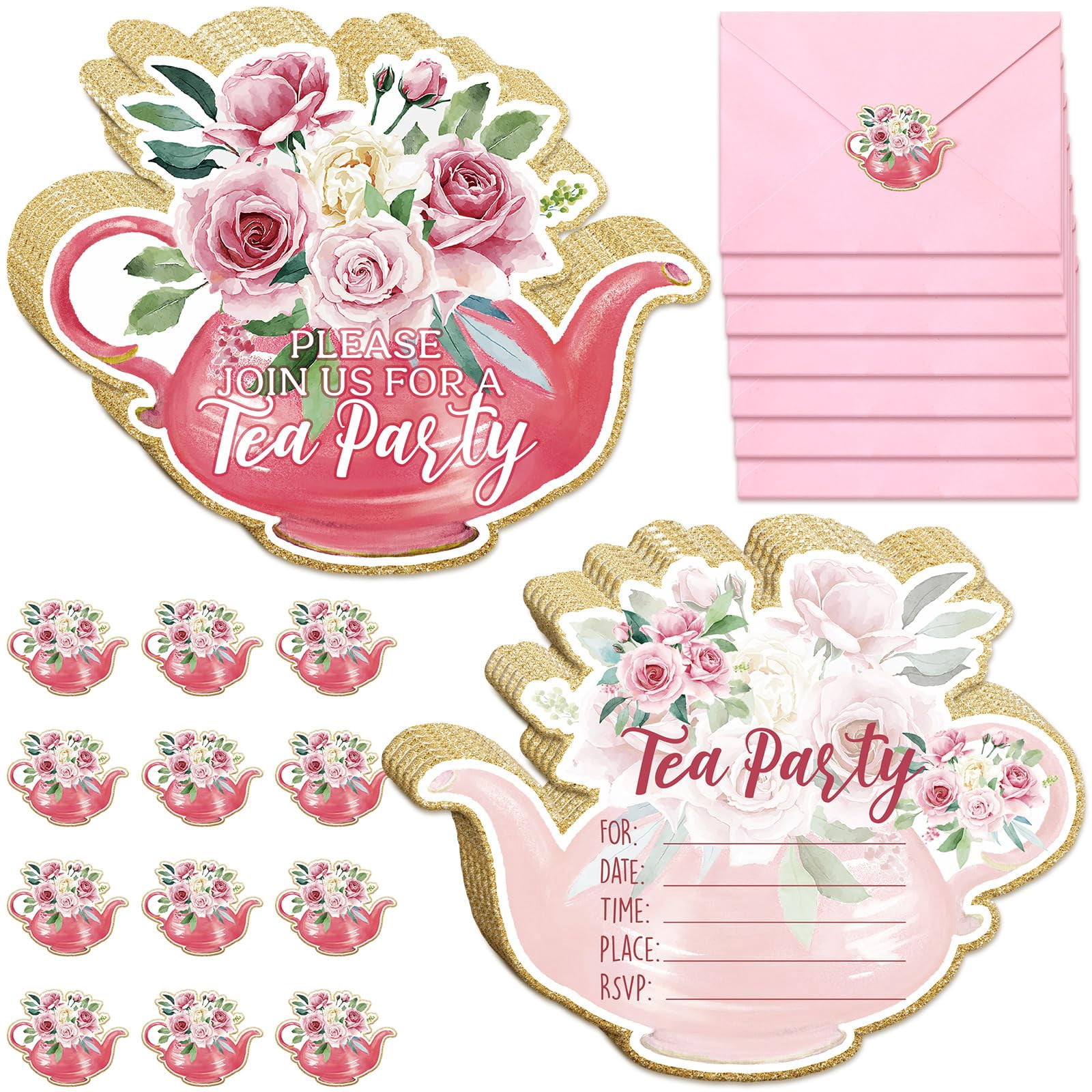 Hotop 24 Sets Mermaid Birthday Invitations with Envelopes and Stickers ...