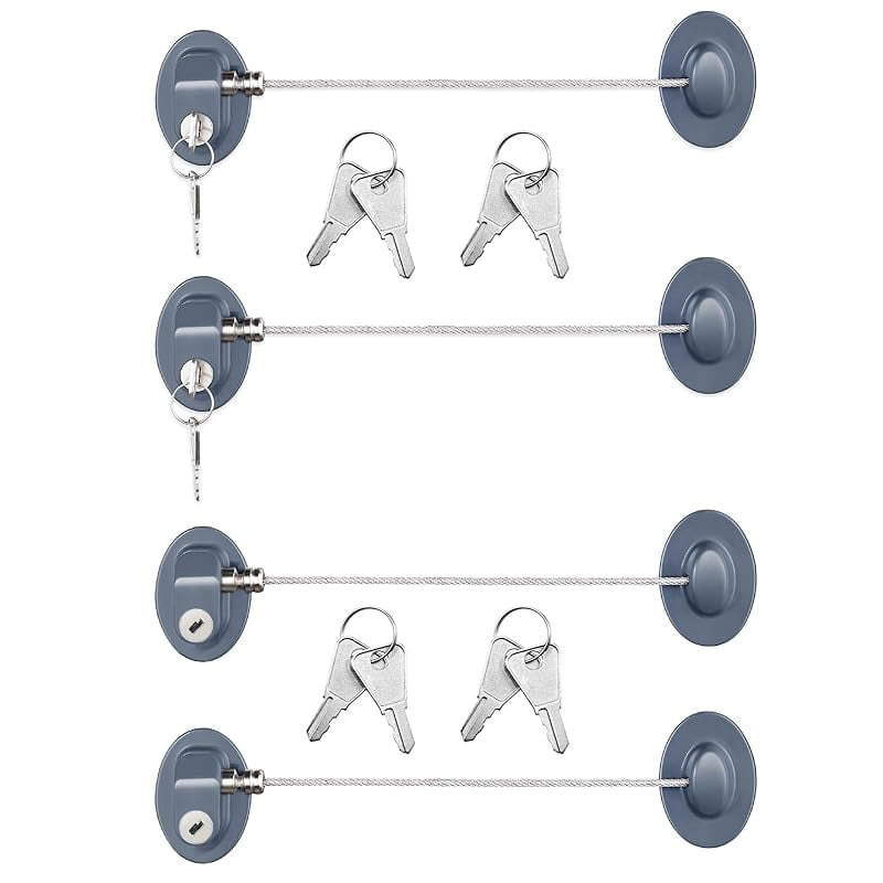 Hotop 4 Pack Cabinet Locks with Keys Mini Fridge Refrigerator Locks for ...