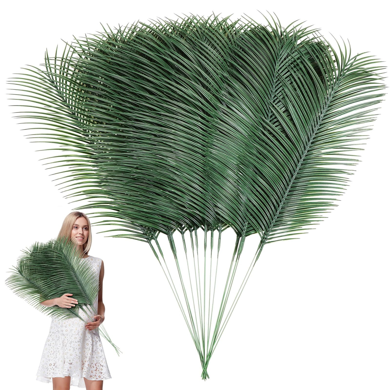 Hotop 50 Pcs Artificial Palm Leaves 31 Inches Feast of Tabernacles ...