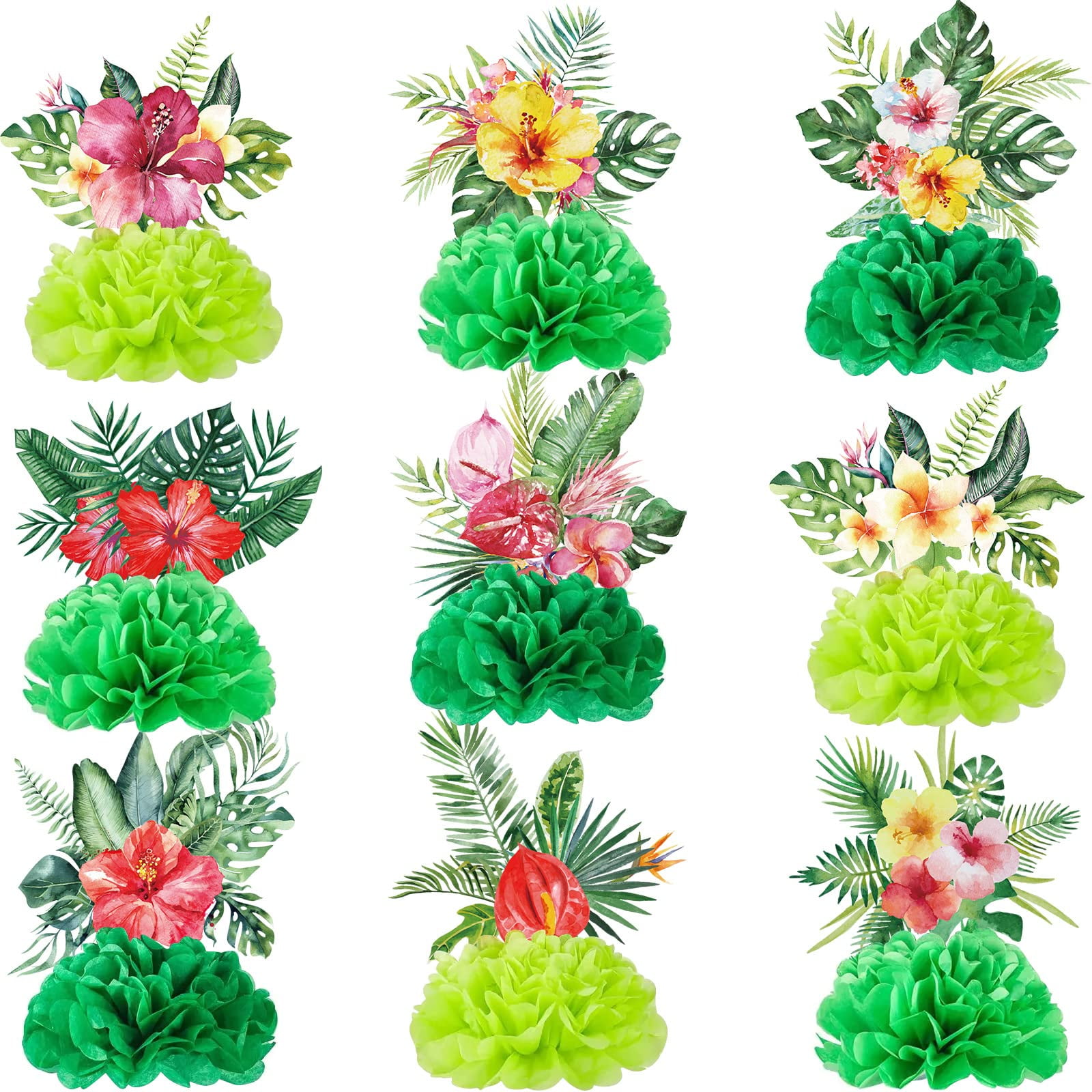 Hotop 9 Pcs Hawaii Luau Honeycomb Centerpieces Tropical Aloha Party ...