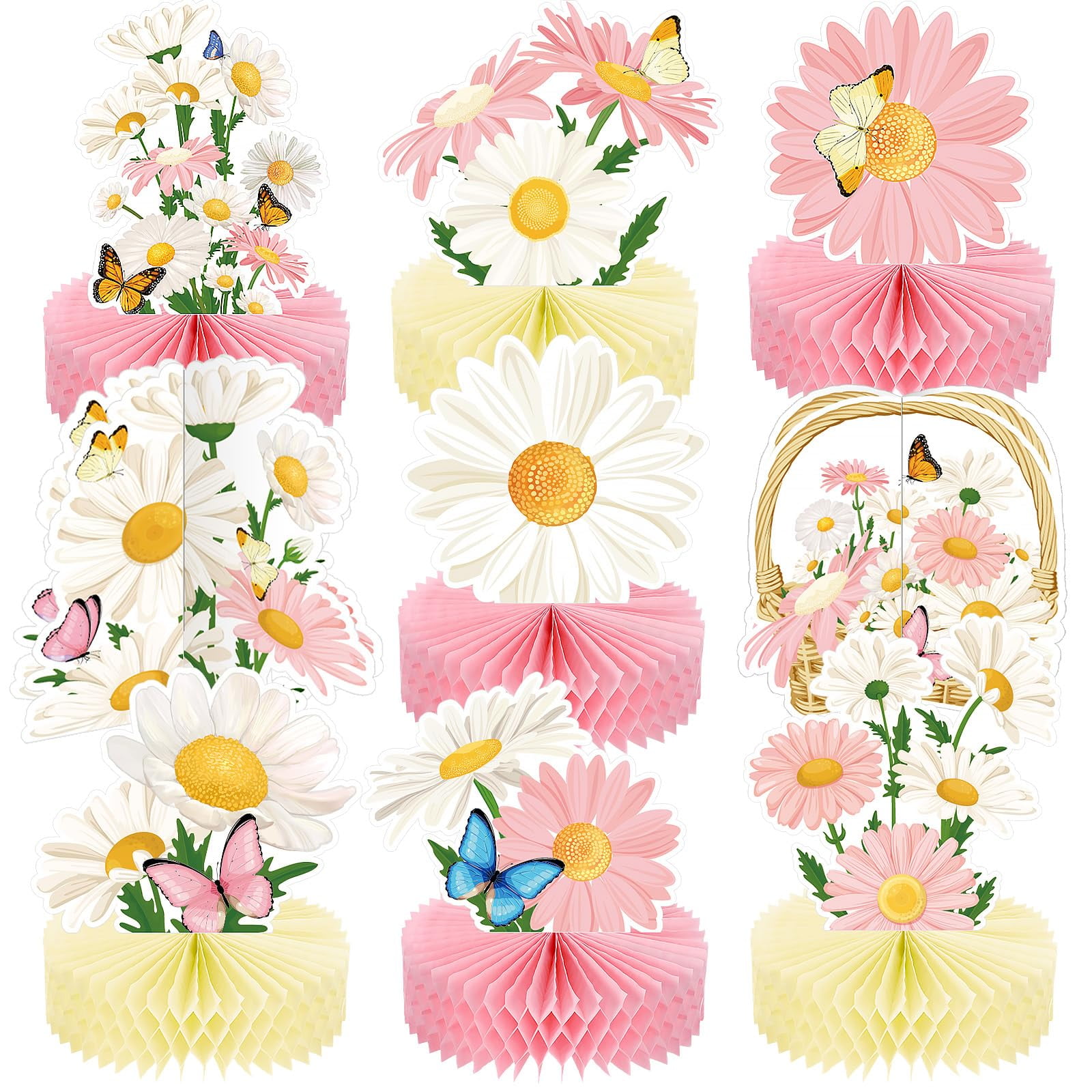 Hotop 9 PcsEGSC Daisy Flower Birthday Party Decorations Daisy Butterfly ...