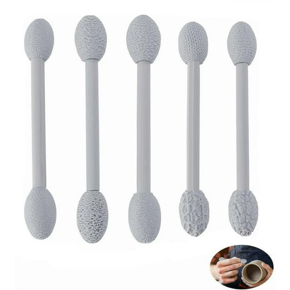 Hotpom 5Piece Double Ended Pottery Clay Texture Tool with 10 Textured ...