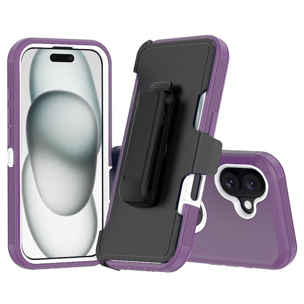 Hotpom Case with Belt Clip for iPhone 16 Plus Heavy Duty Shockproof ...