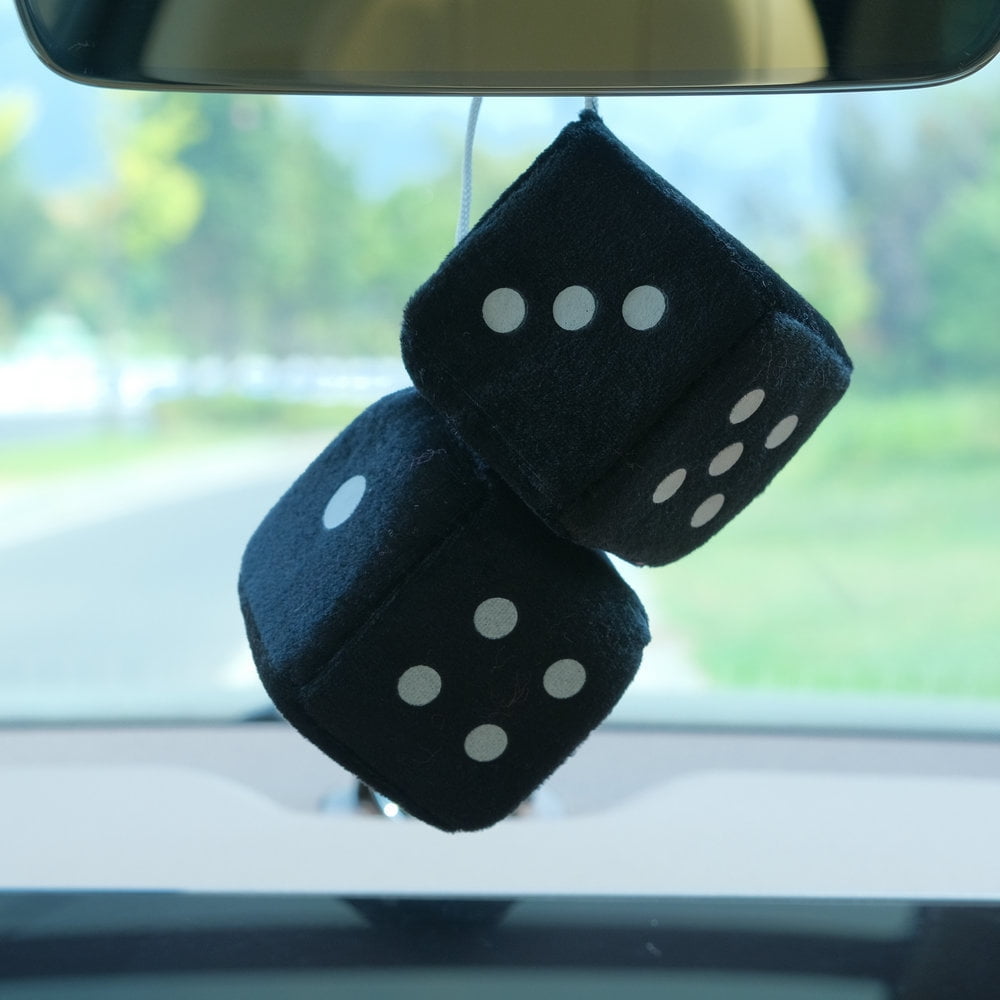 Hotpom Fuzzy Plush Dice for Car Mirror, Soft Fuzzy Rearview Mirror ...