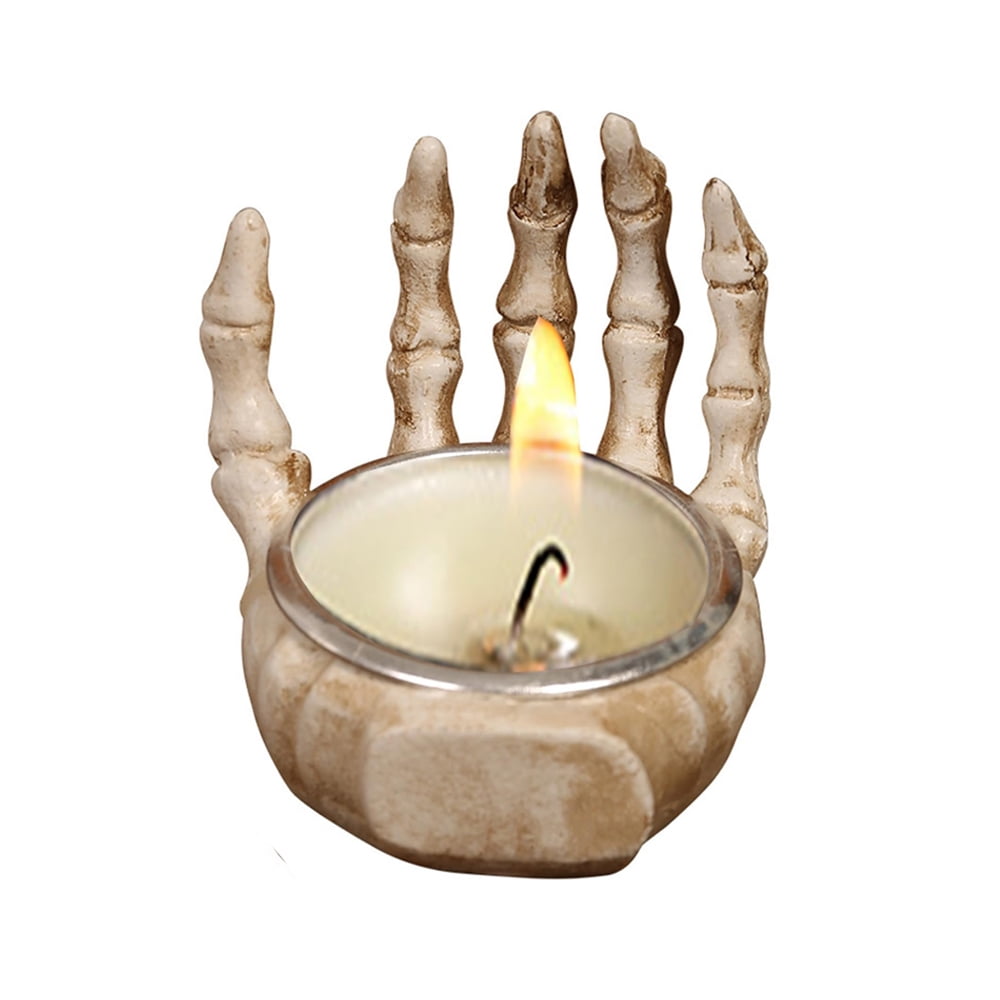 Hotpom Skeleton Hand Candle Holder, Heavy-Duty Resin Bone Finger Base ...
