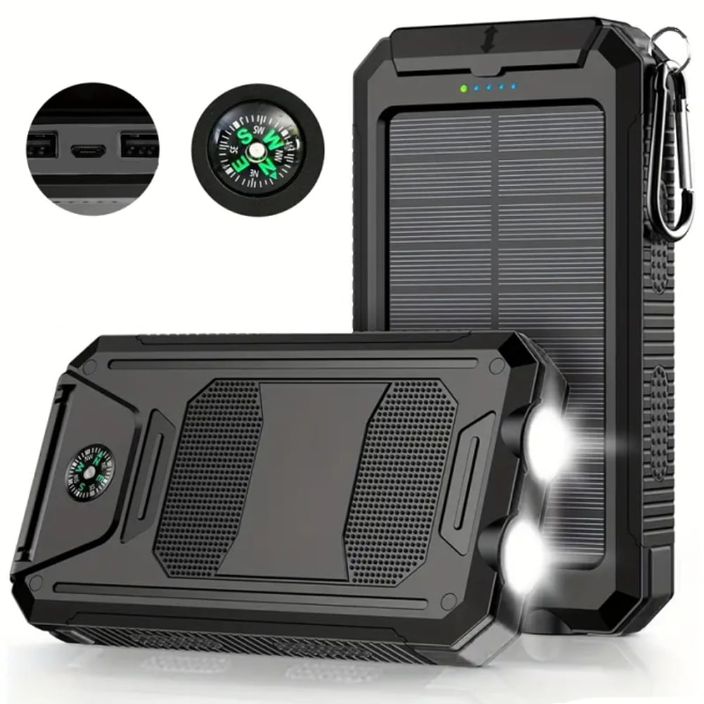 Hotpom Solar Charger Power Bank, 10000mAh Portable Wireless Charger ...