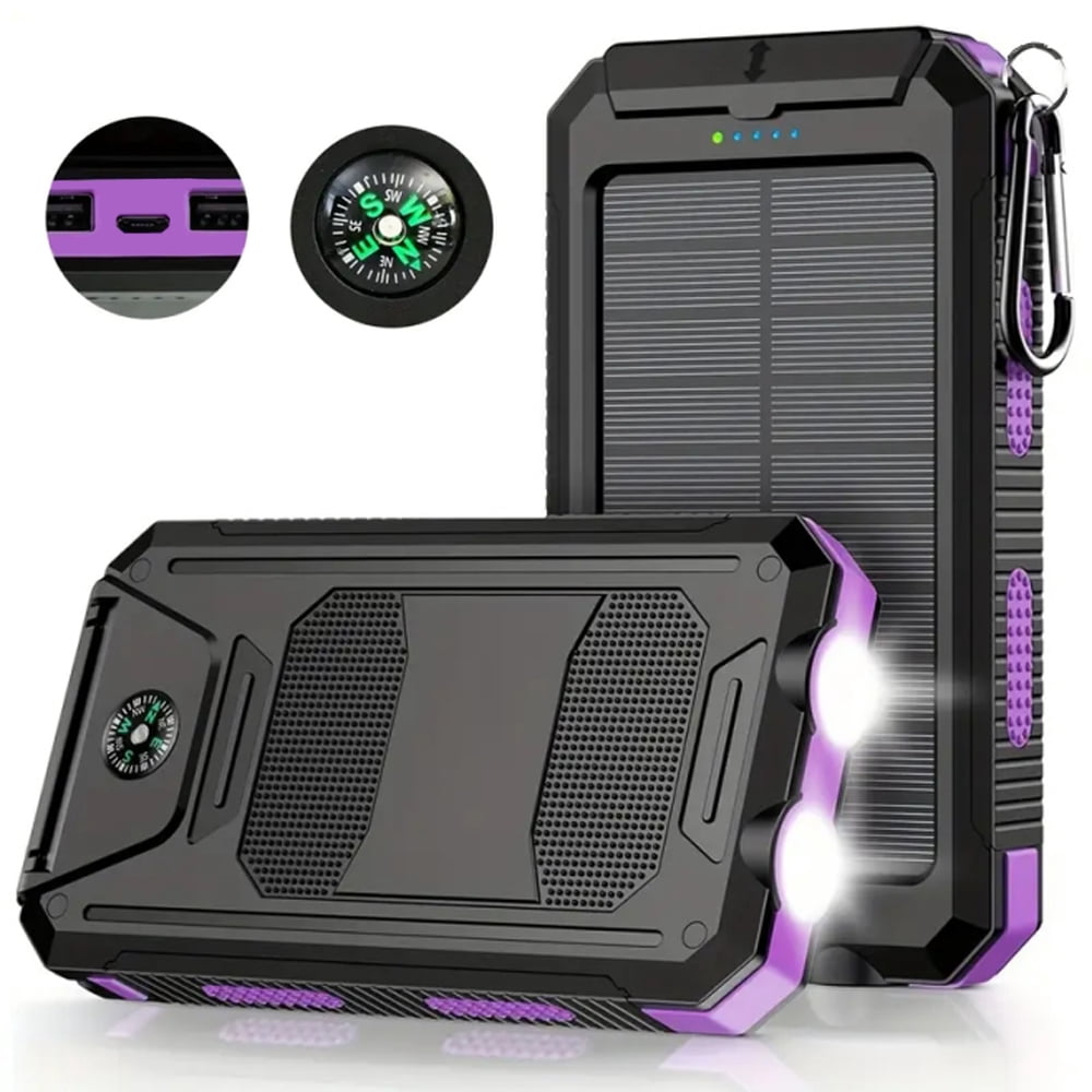Hotpom Solar Charger Power Bank, 10000mAh Portable Wireless Charger ...