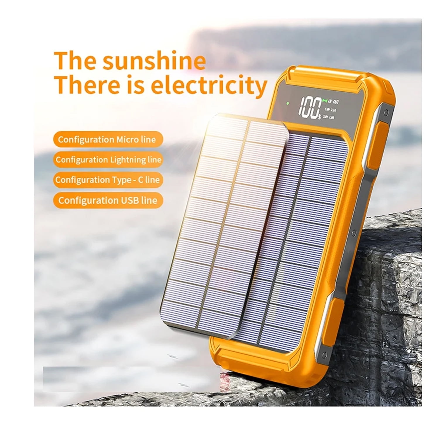 Hotpom Solar Power Bank, 20000mAh Portable Wireless Charger, With 4 ...