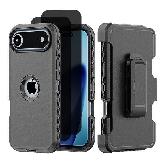 Hotpom for iPhone 17 Case with Belt Clip + 2 Pack Screen Protector ...