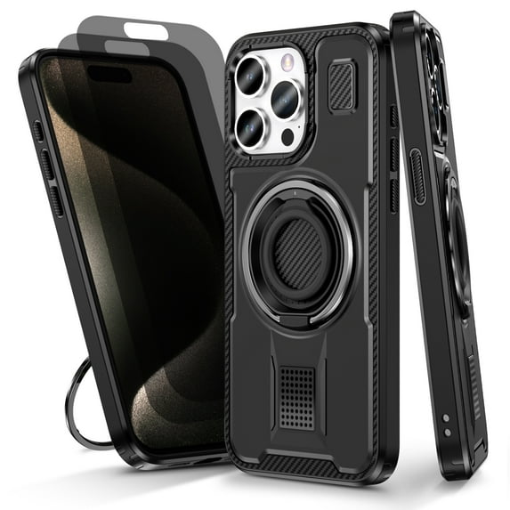 Hotpom for iPhone 15 Pro Case with 2 Pack Privacy Screen Protector ...