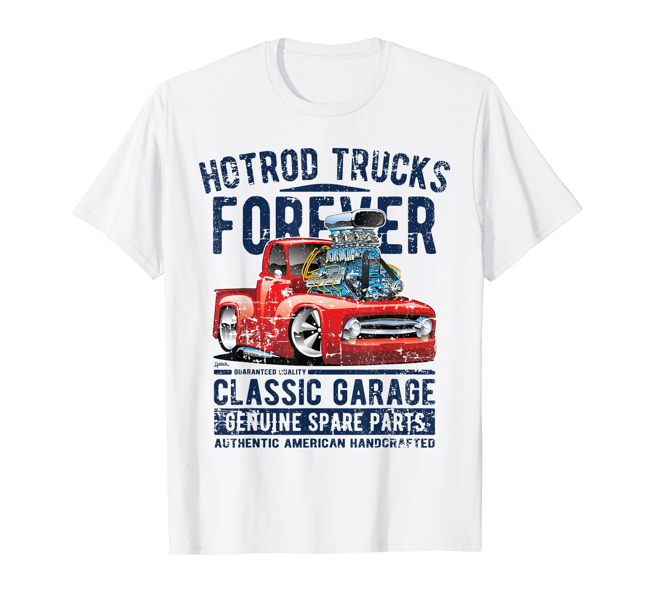 Hotrod Trucks Forever Cartoon Truck Distressed Design T-Shirt - Walmart.com
