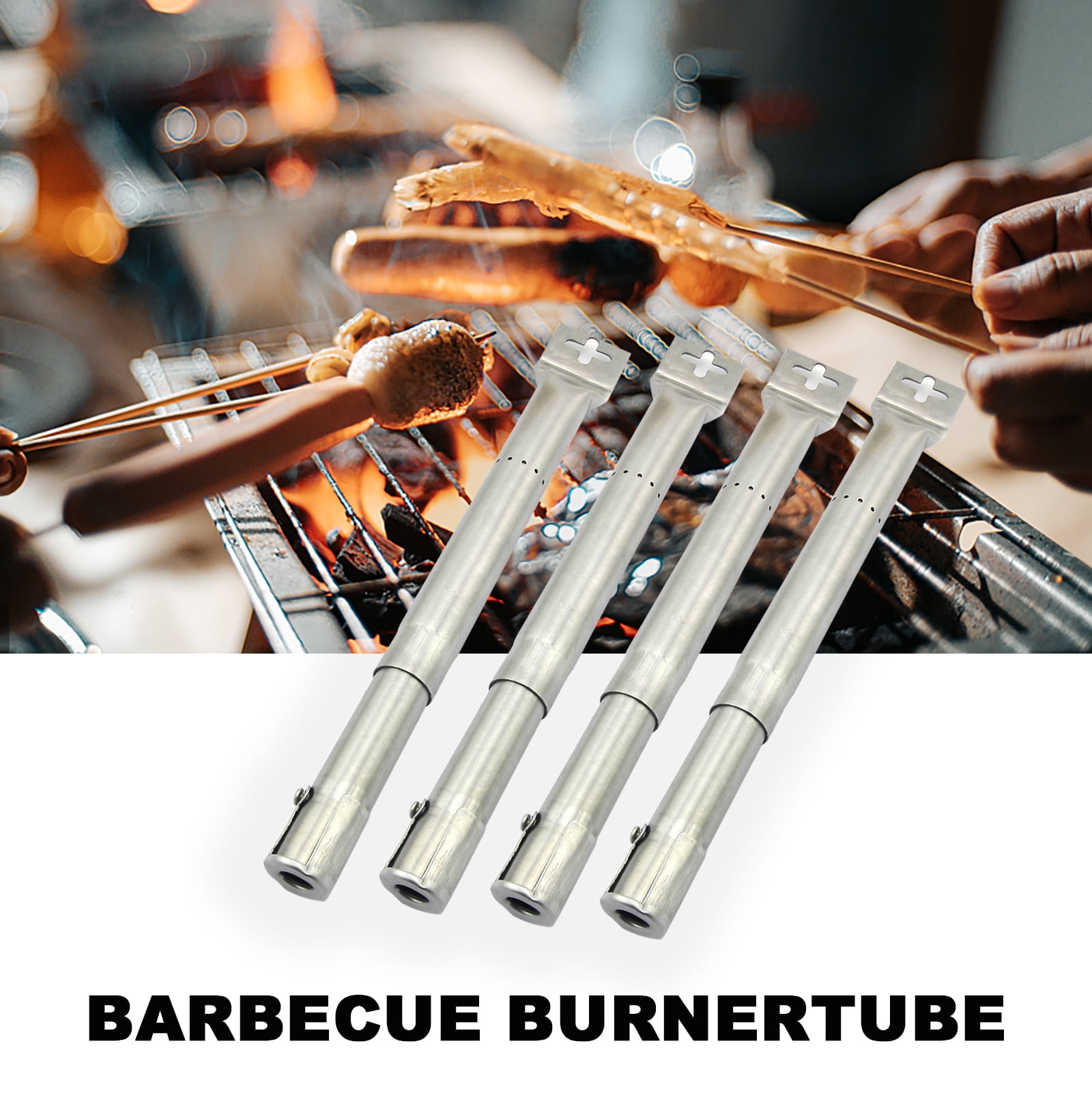 Hotsizz 4 Pack Universal Adjustable Grill Tube Burner, Stainless Steel ...