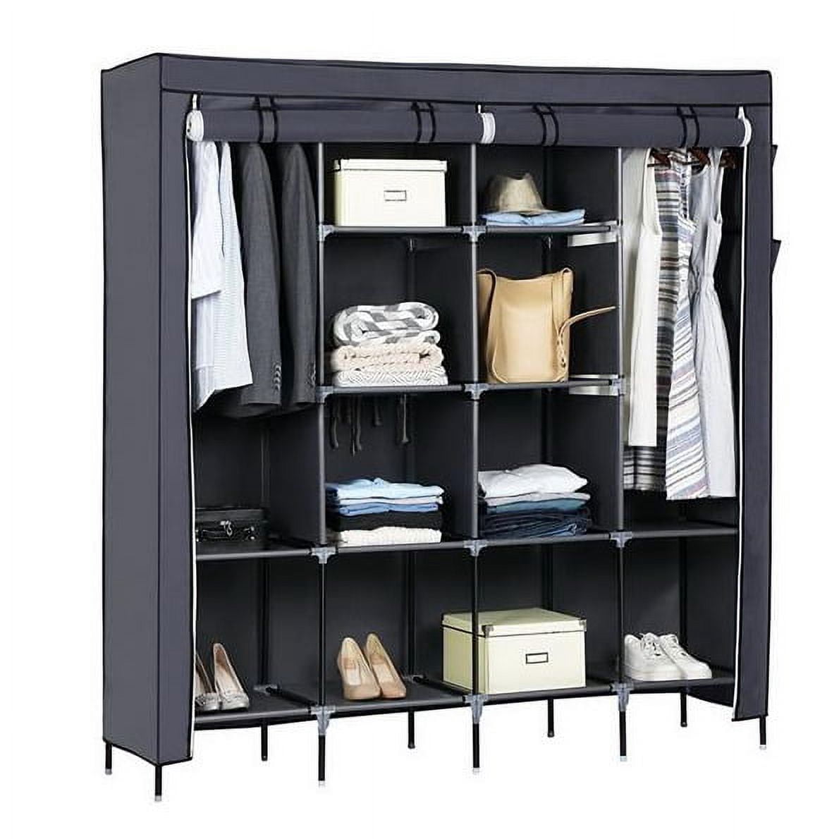 Hottest Portable Clothes Closet Rolling Door Wardrobe with Hanging Rack ...