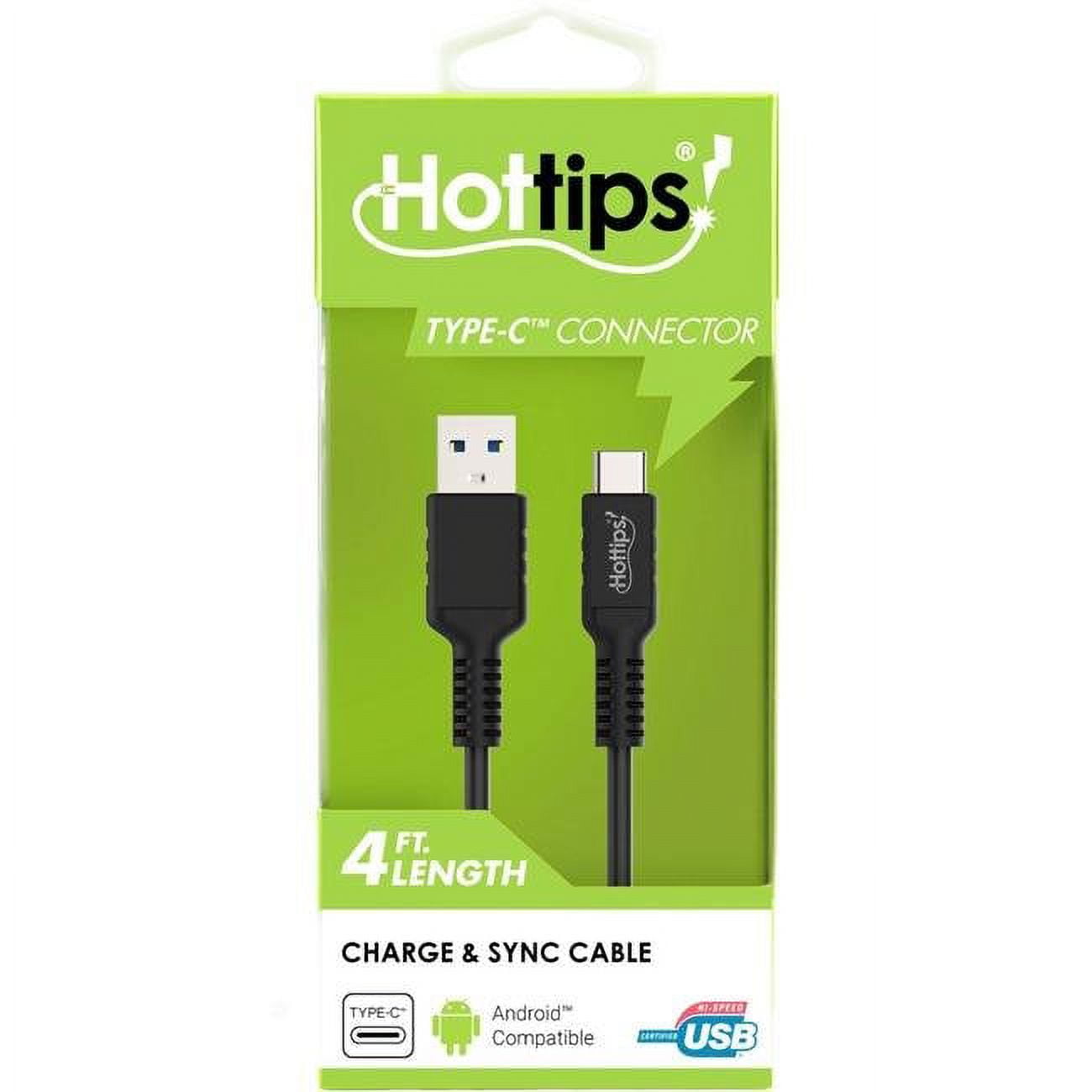 Hottips 4' USB 2.0 to USB-C Cable - Walmart.com
