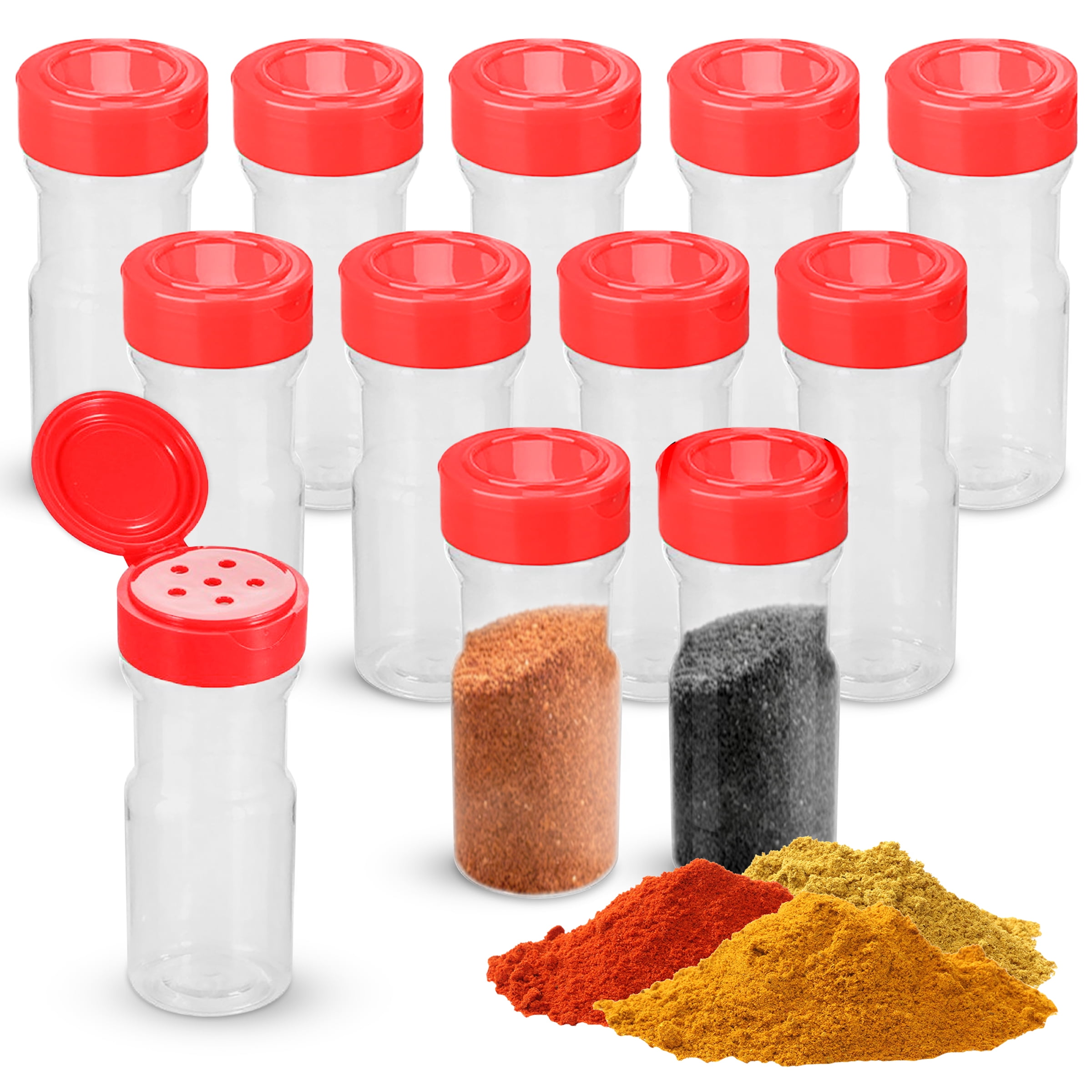 Hottyfii Spice Jars with Red Cap with Liners, 5. oz 150ml (Pack of 12 ...