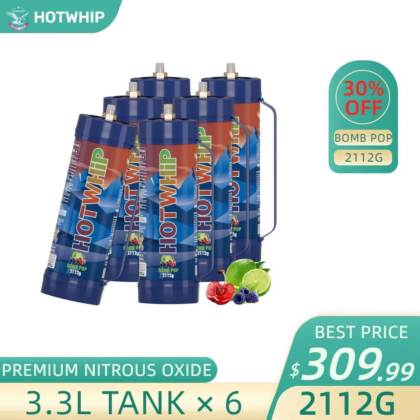 Hotwhip Food Grade Nitrous Oxide Tank Bomb Pop Flavored N2O Chargers ...