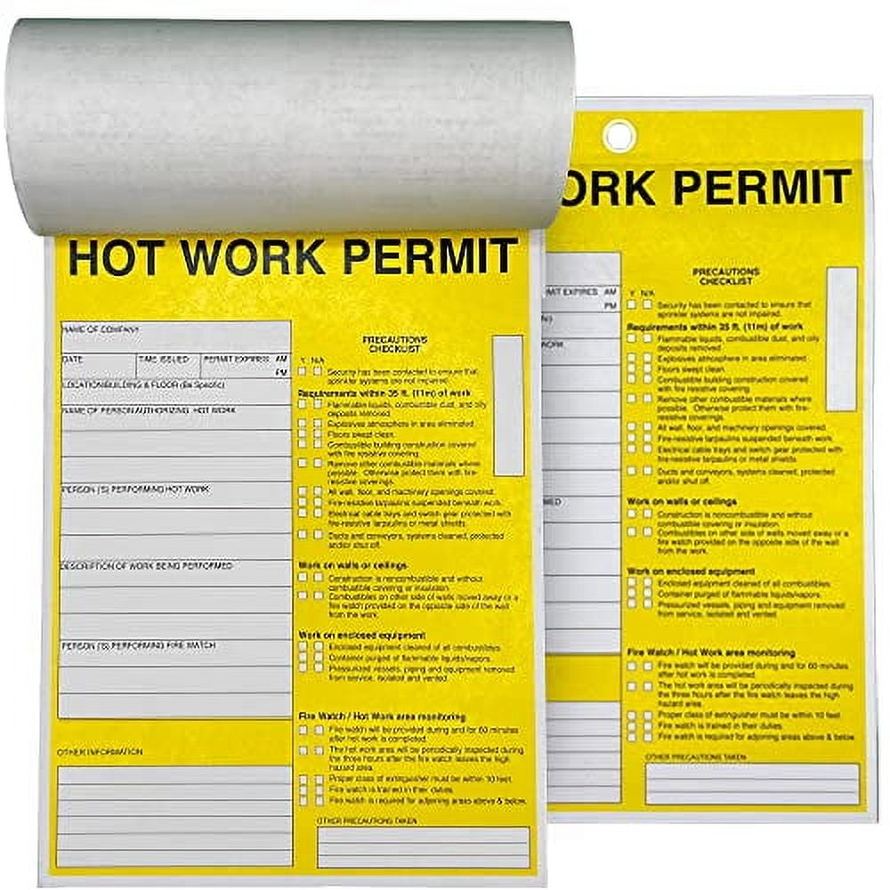 Hotwork Permit Status Tags, 2 Part Carbonless 5 5/8" x 8" Reinforced ...