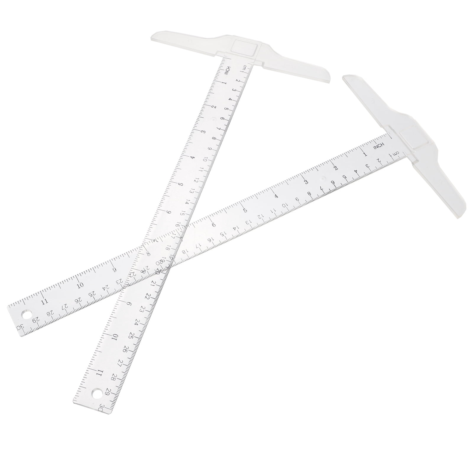 Houderco 2Pcs T Ruler White Plastic Measuring Straight Drawing ...