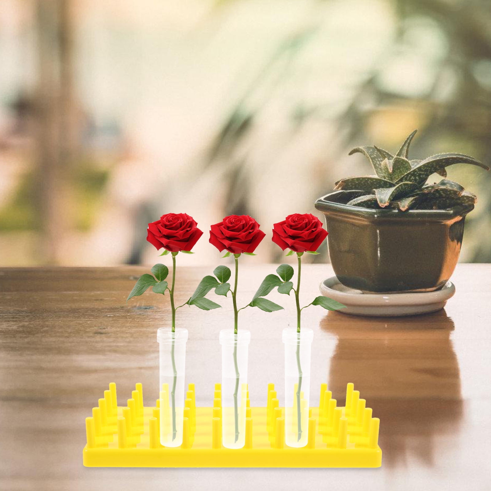 Houderco Yellow Plastic Rectangular Desktop Flower Stand 1 Set ...