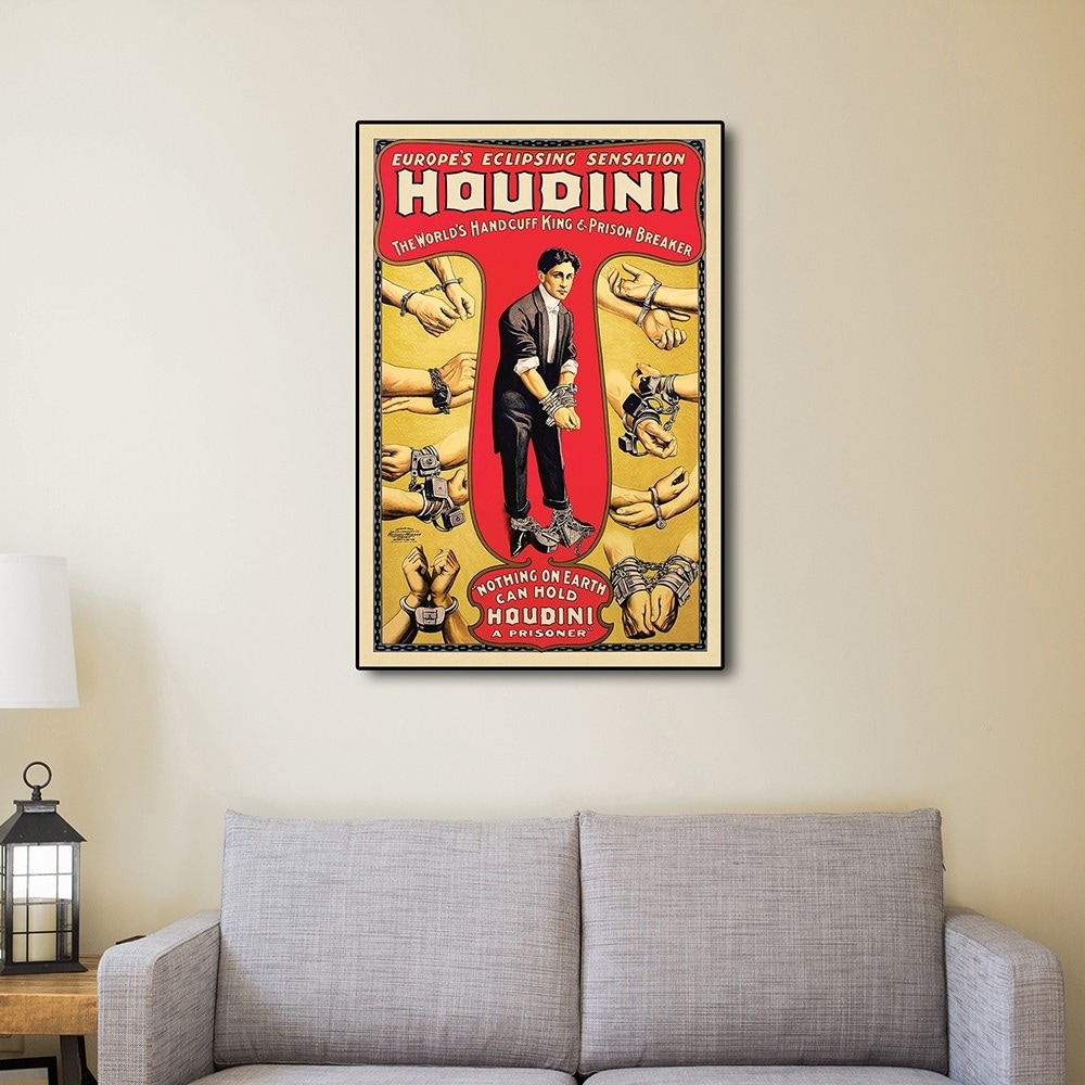 HomeRoots 9" X 12" Houdini Handcuff King Vintage Magic Poster Wall Art 9" W x 0.1" D x 12" H ...