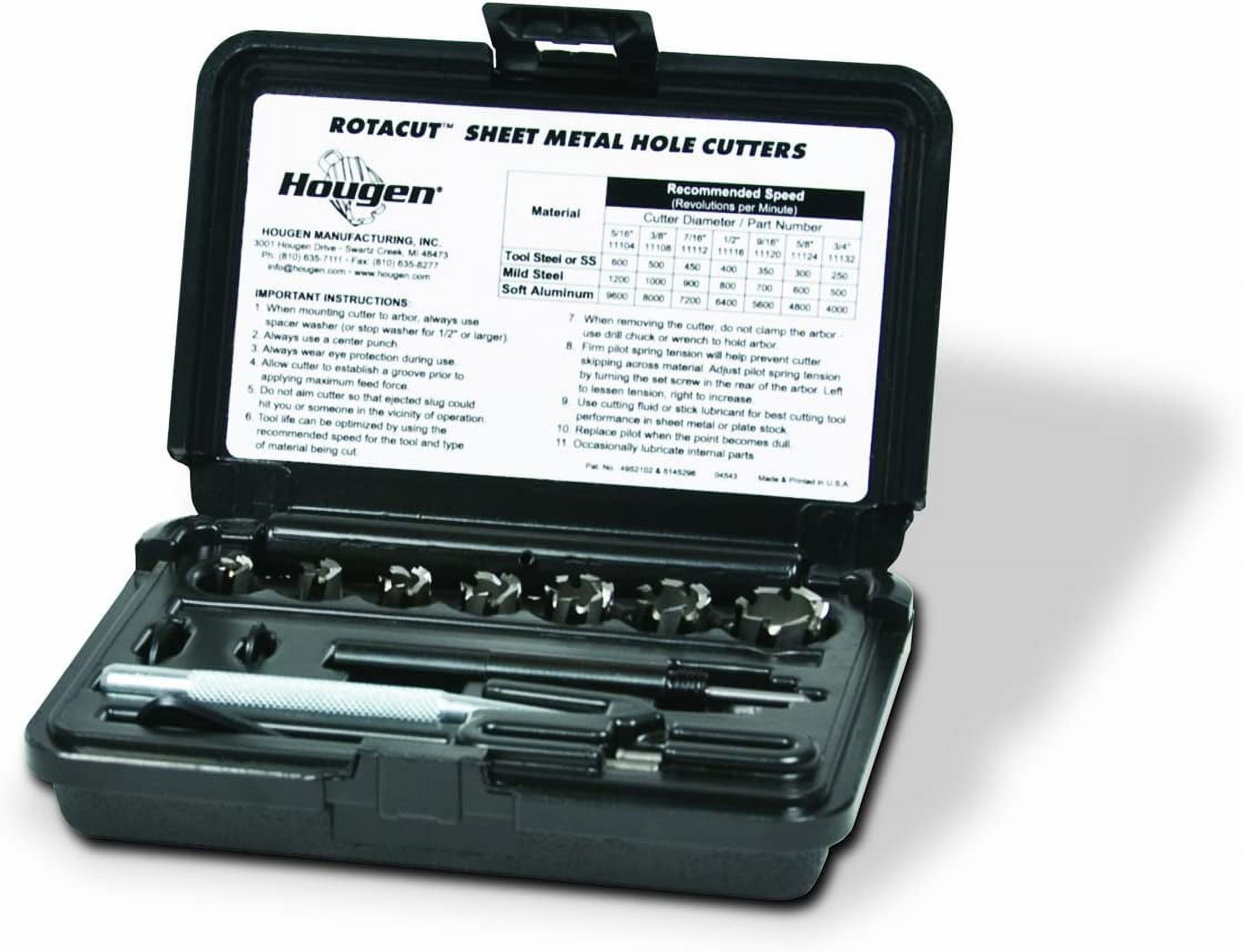 Hougen RotaCut Metal Bit Hole Cutter Kit - Fractional (11075C) - Walmart.com