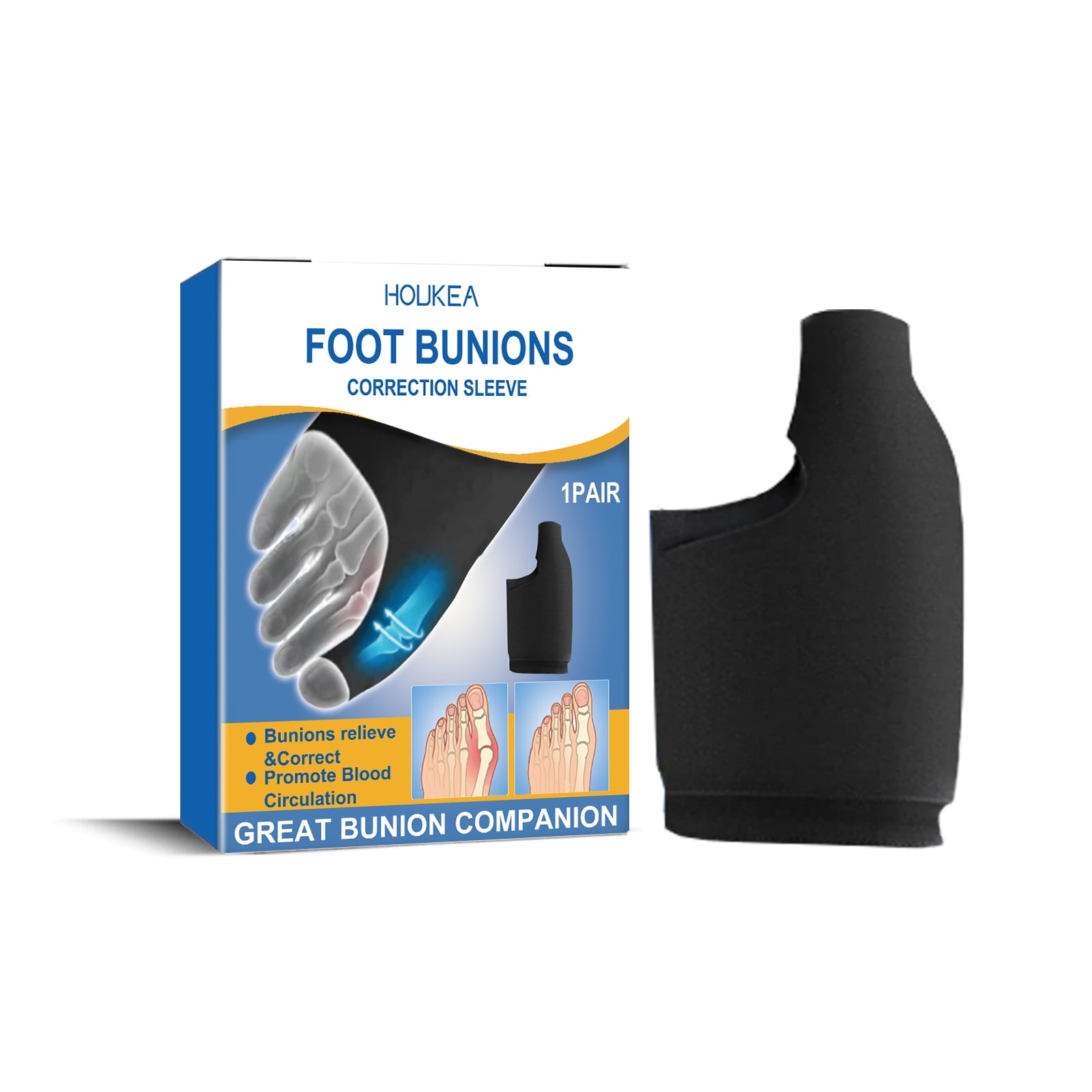 Houkea Foot Bunions Correction Sleeve, Relief Thumb Valgus Toe Stretch ...