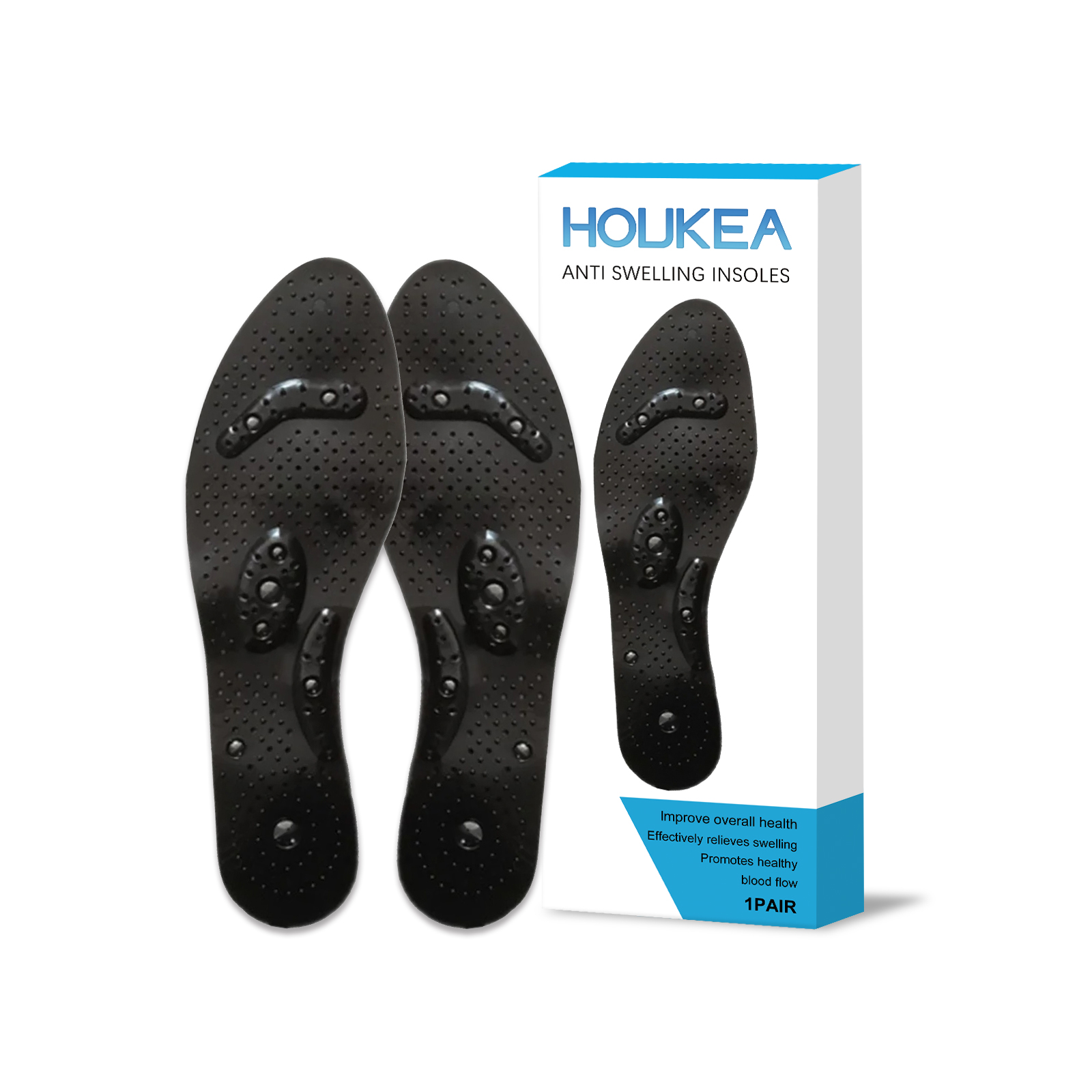 Houkea Lightweight Breathable Foot Care Insoles with Massage & Magnet ...