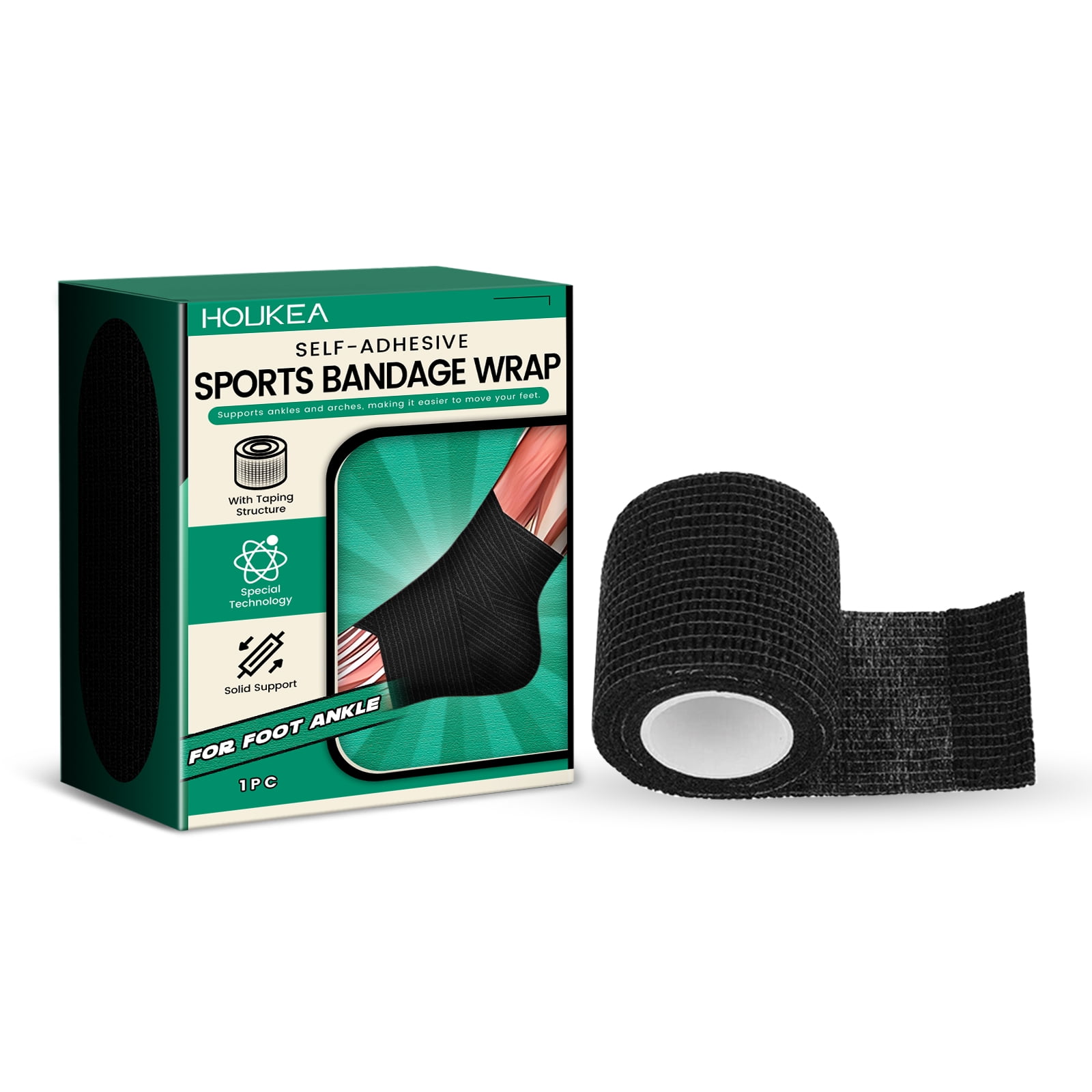 Houkea Self-Adhesive Sports Bandage Wrap, Prevent Running Sports Sprain ...
