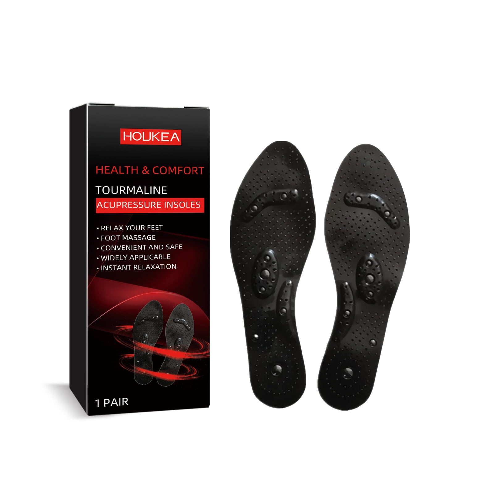 Houkea Tourmaline Acupressure Insoles, Foot Care Vein Repair Body ...