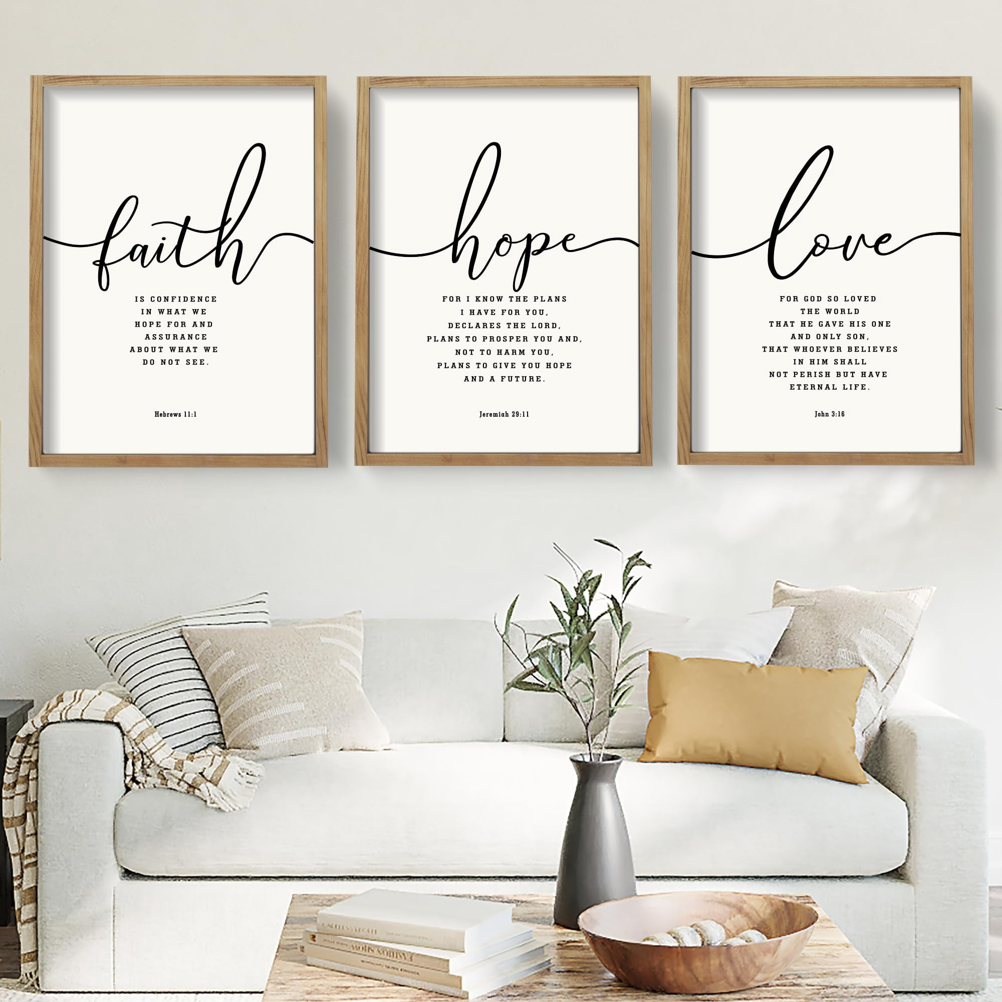 Houmury Set of 3 Framed Farmhouse Bible Verses Wall Decor Sign 11”x14 ...