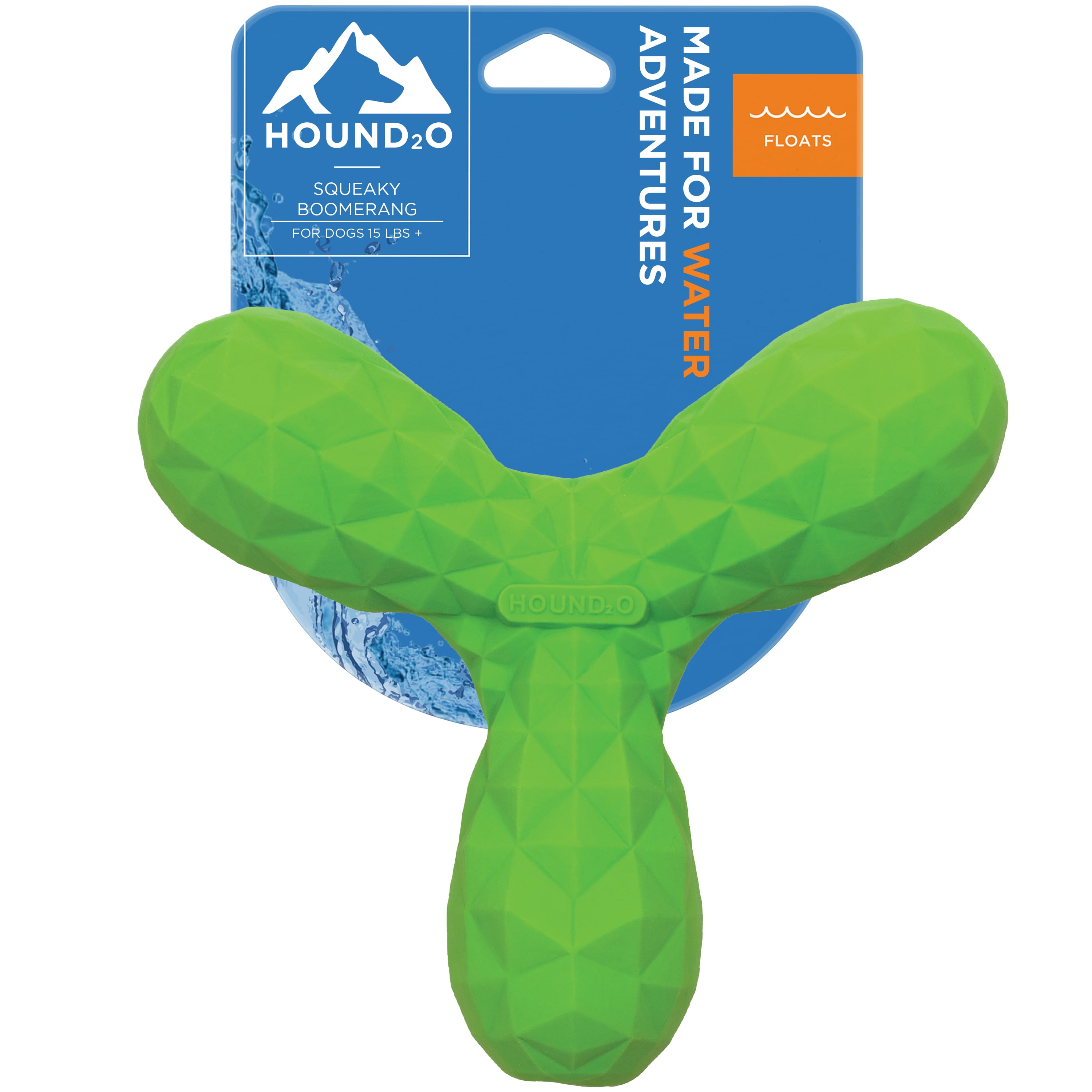 Hound2O Dog Toys - Squeaky Boomerang, Green - Tough, Engaging ...