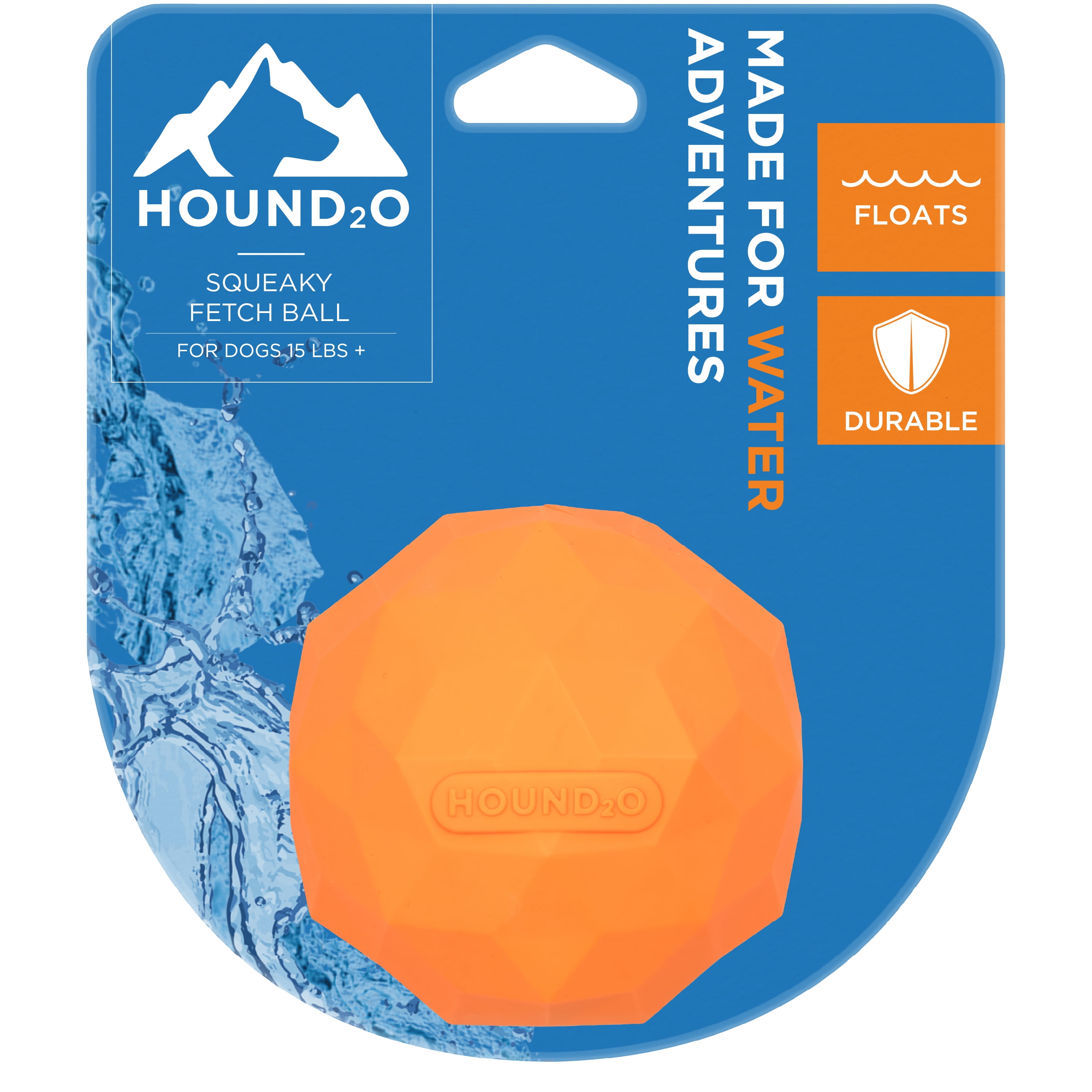 Hound2O Dog Toys | Squeaky Fetch Ball, Orange | Durable & Floating ...