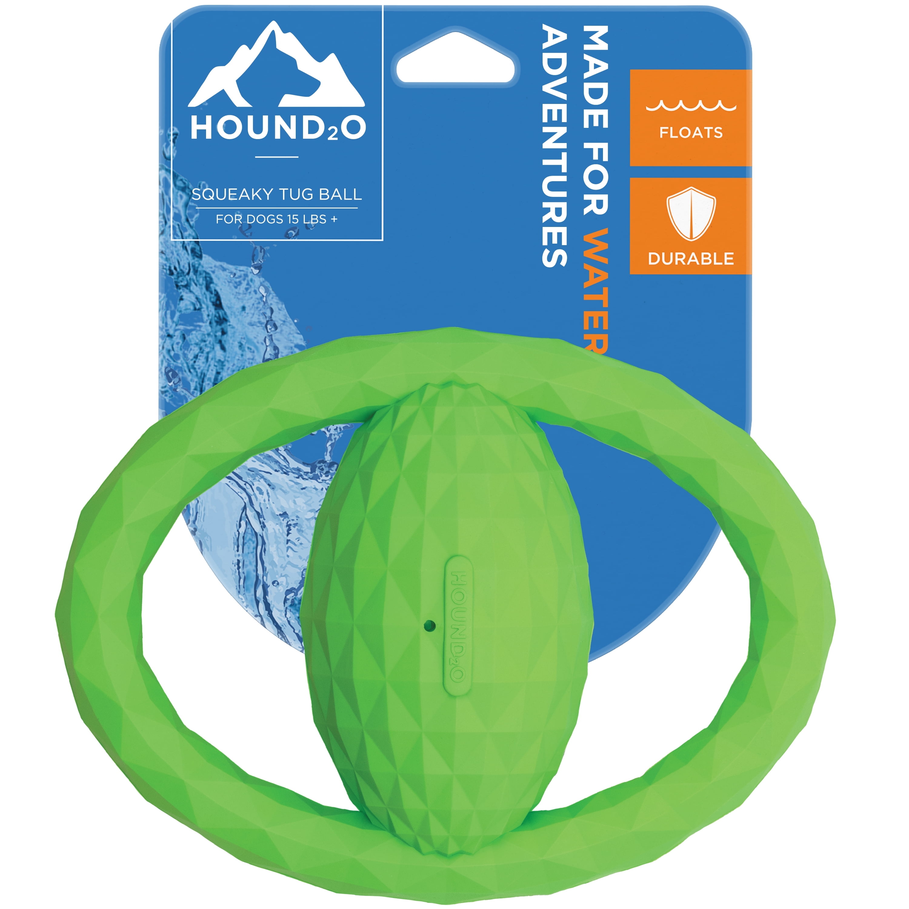 Hound2O Outdoor Dog Toy, Squeaky Tug Ball, Green - Walmart.com
