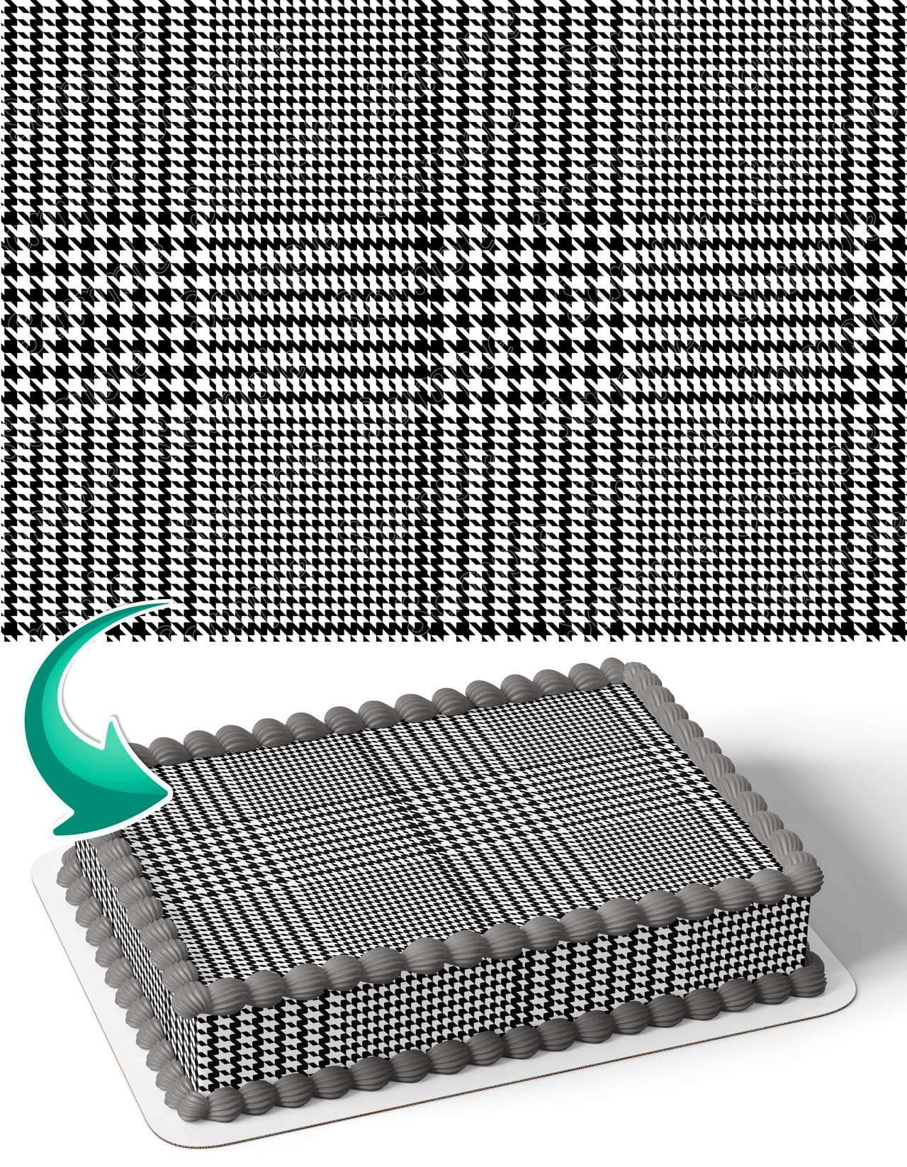 Houndstooth BW Wrap Edible Image Cake Topper Personalized Birthday ...