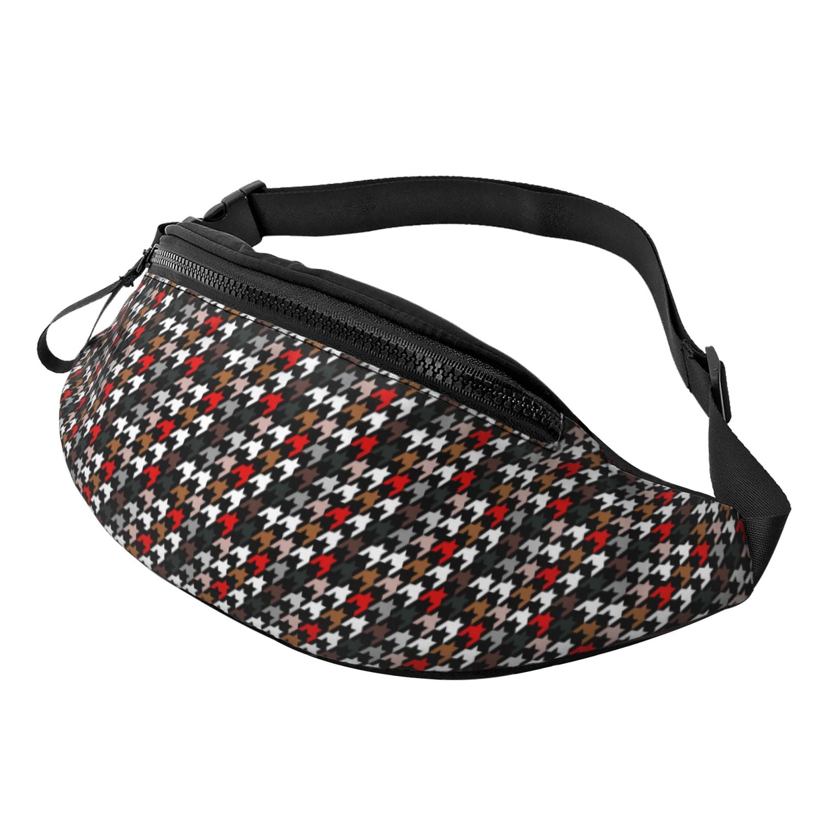 Houndstooth Green Red Fanny Packs Waist Bag Crossbody Bags for Women ...
