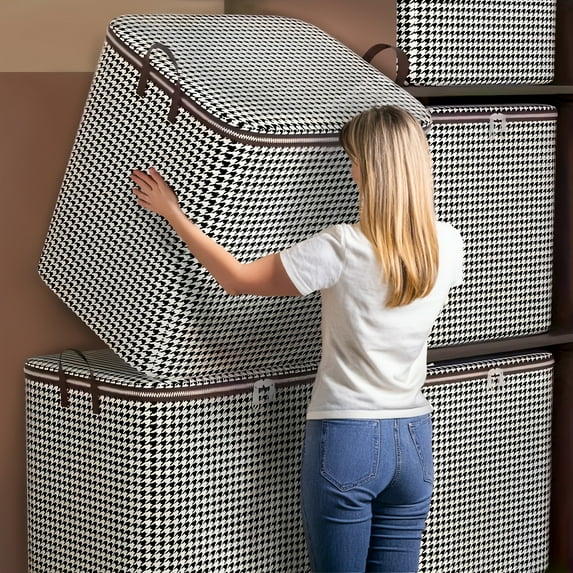Houndstooth Storage Bag Large Capacity Folding Clothes Portable ...